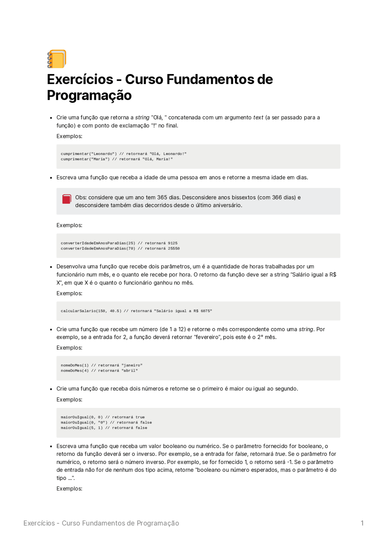 Exercício Programação Docsity