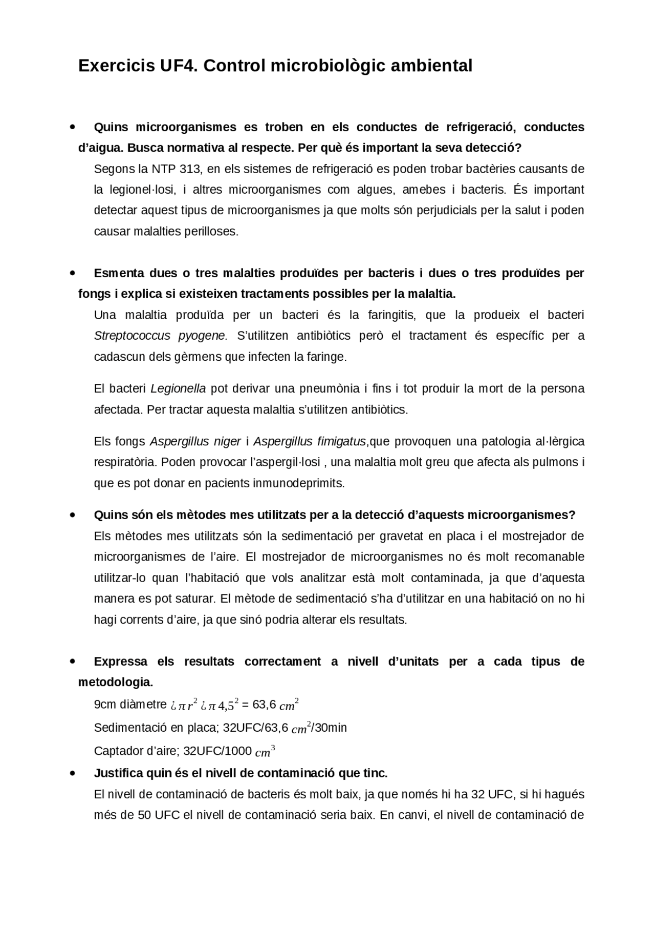 Ejercicios Microbiología Docsity