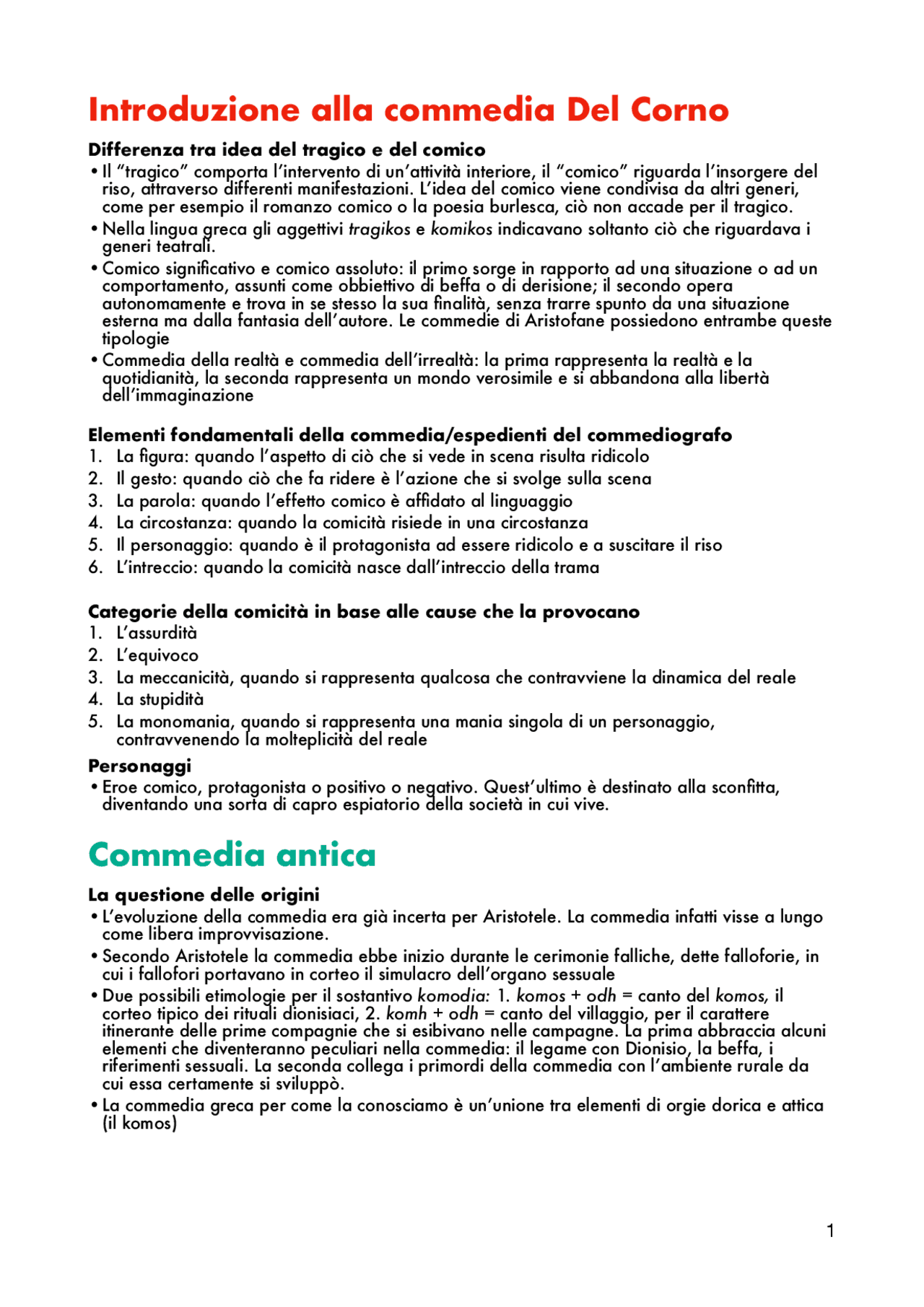 Commedia Greca E Aristofane Docsity