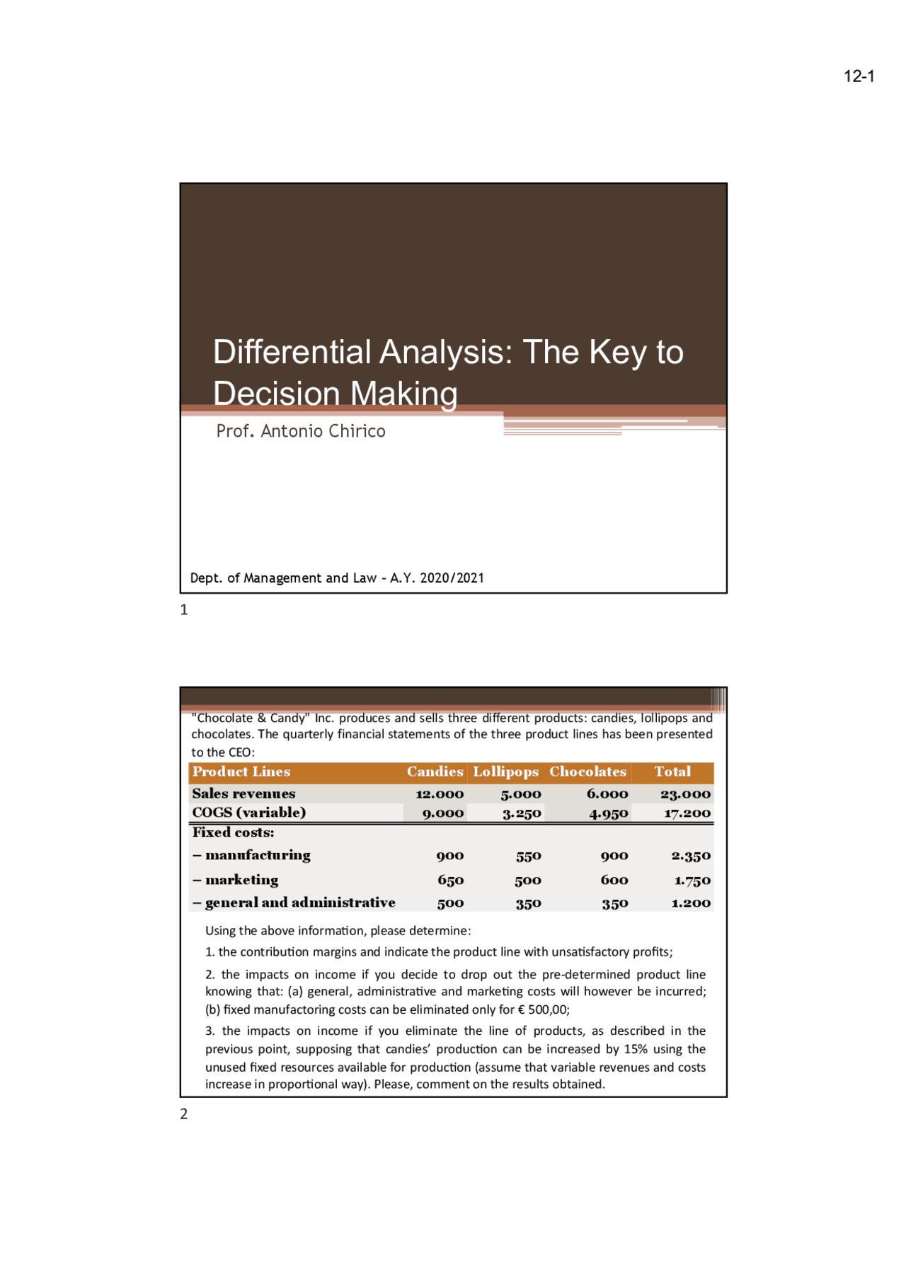 Differential Analysis Docsity