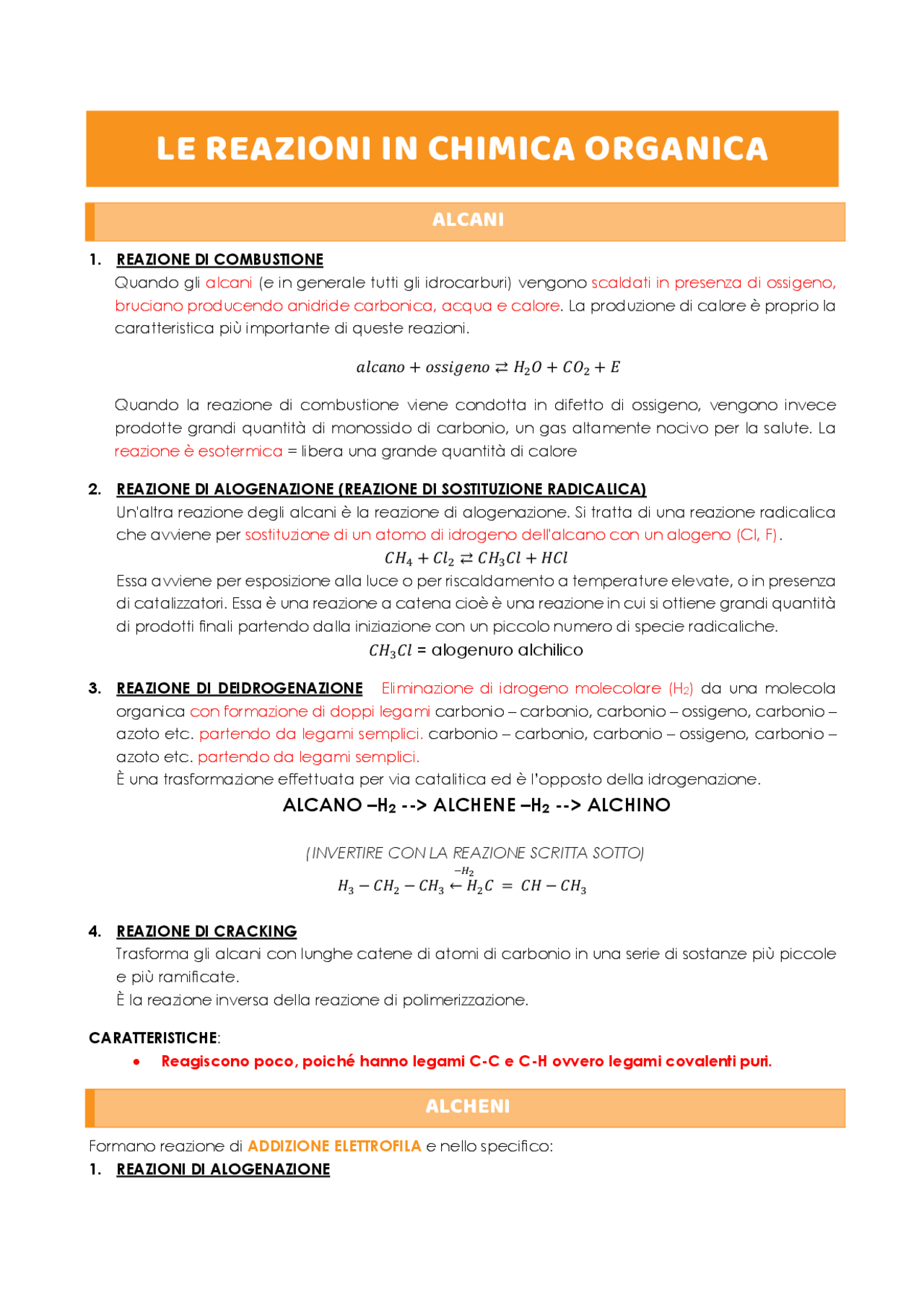 Reazioni Chimica Organica Docsity