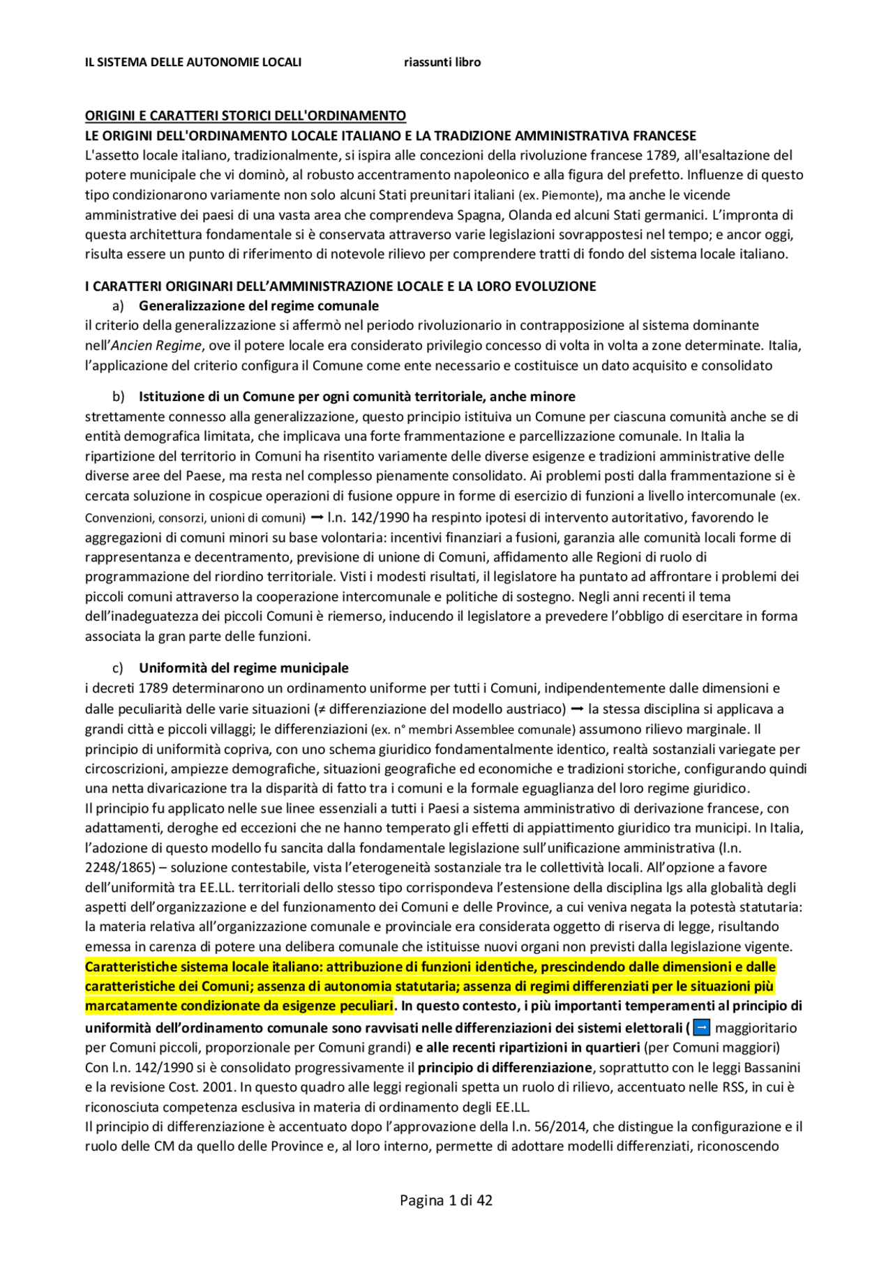 Sistema Delle Autonomie Locali Docsity