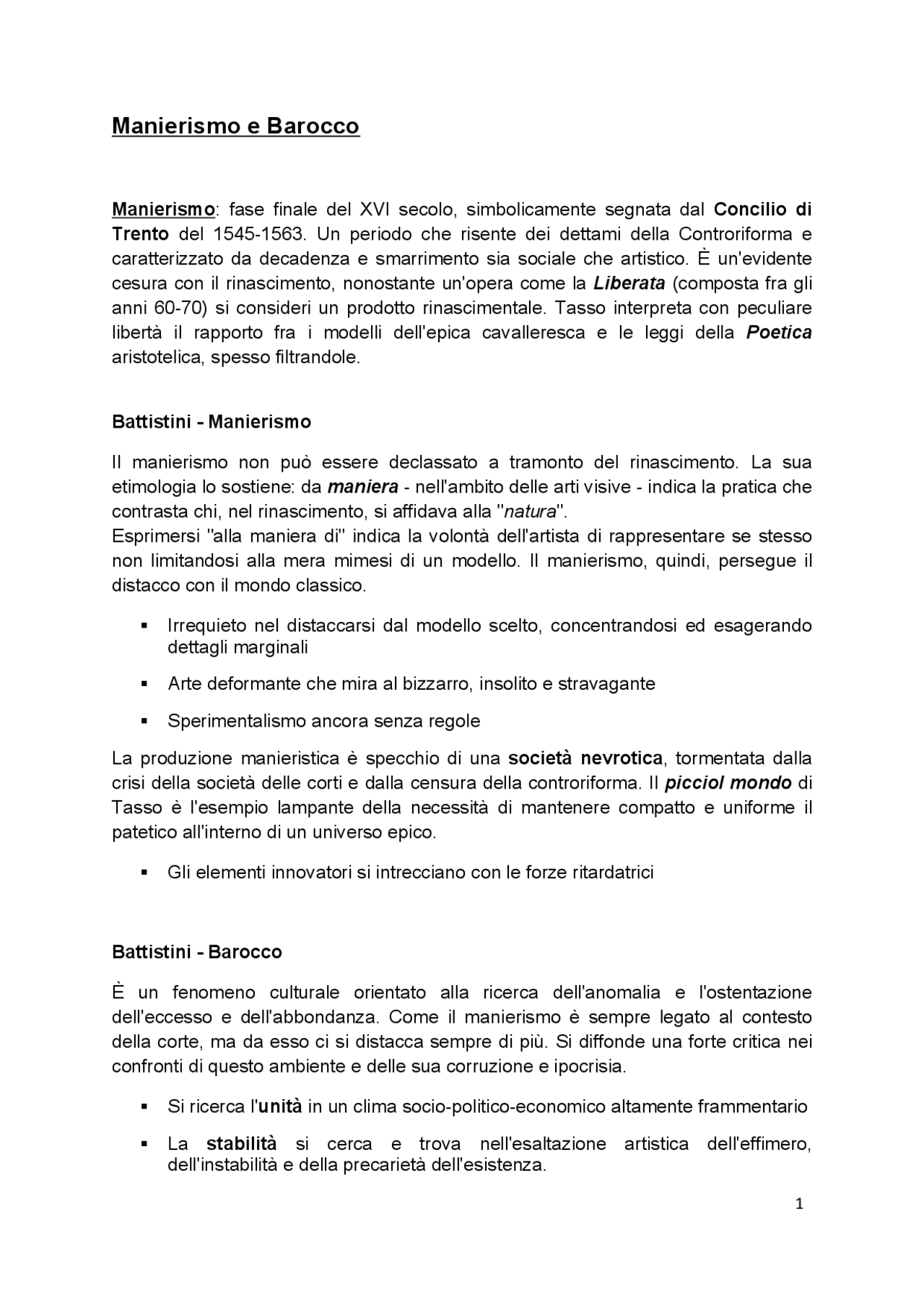 Manierismo E Barocco Docsity