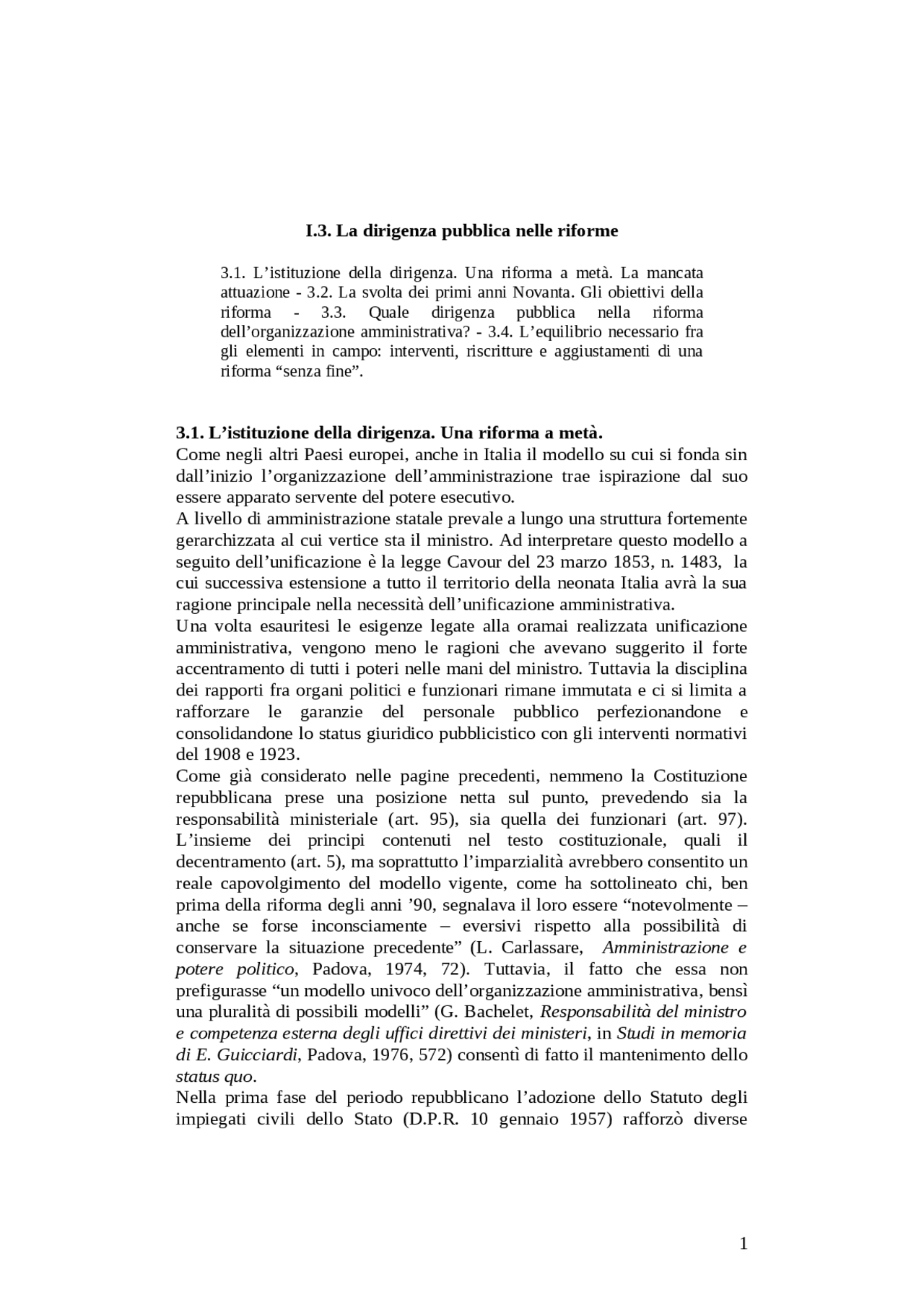 La Dirigenza Pubblica Nelle Riforme Docsity