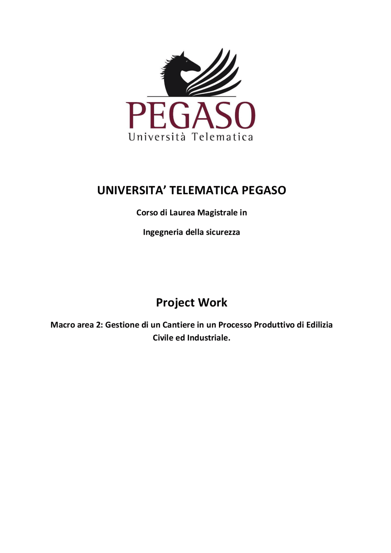 2021 Stage Project Work Macro Area 2 Gestione Di Un Cantiere In Un
