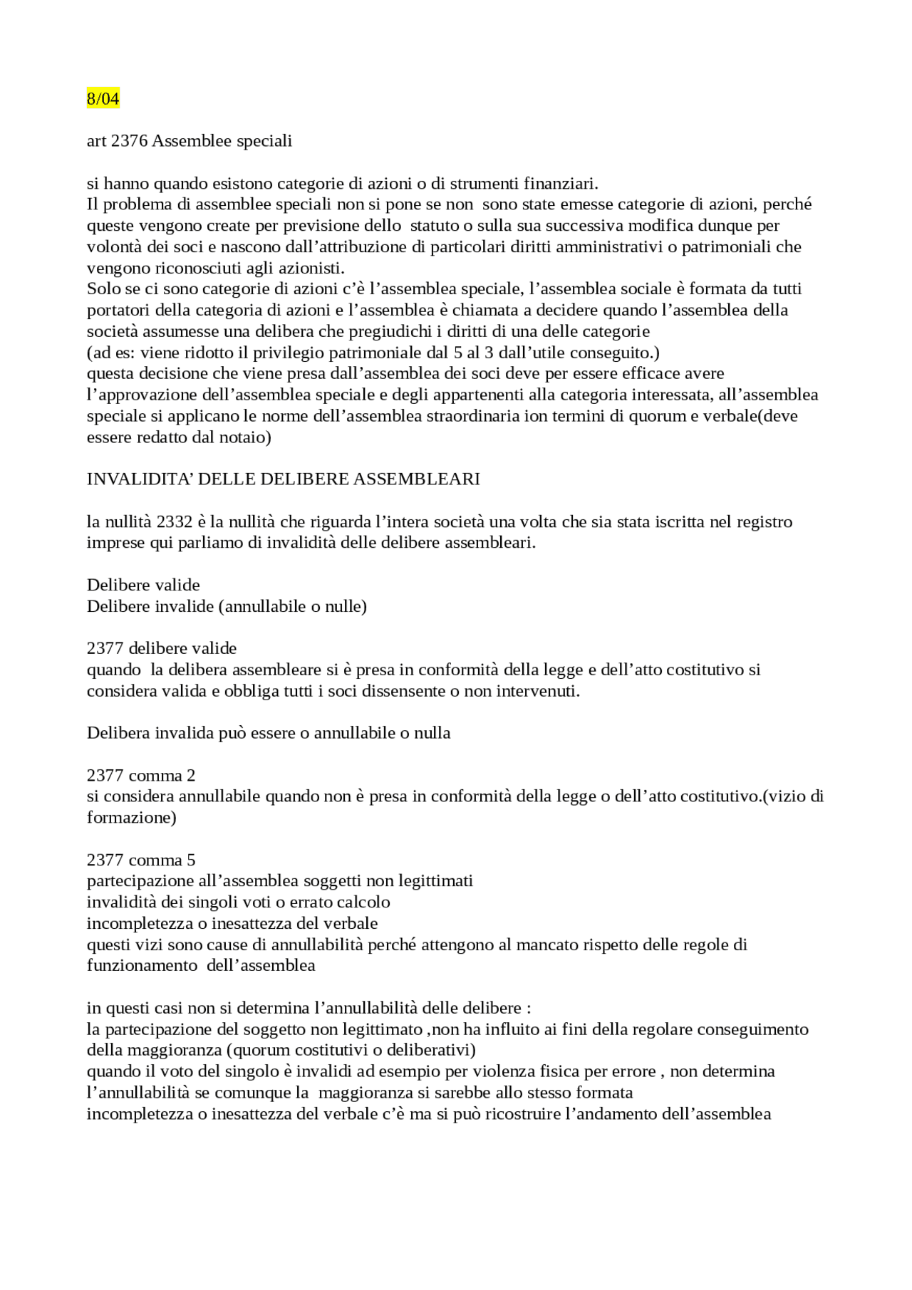 Diritto Commerciale Docsity