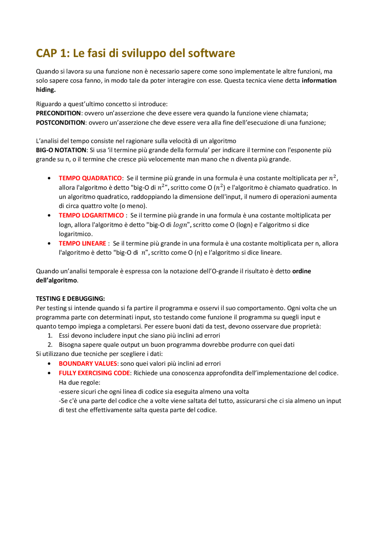 RIASSUNTO ORALE DI PROGRAMMAZIONE OOP PROF.MARESCA - Docsity
