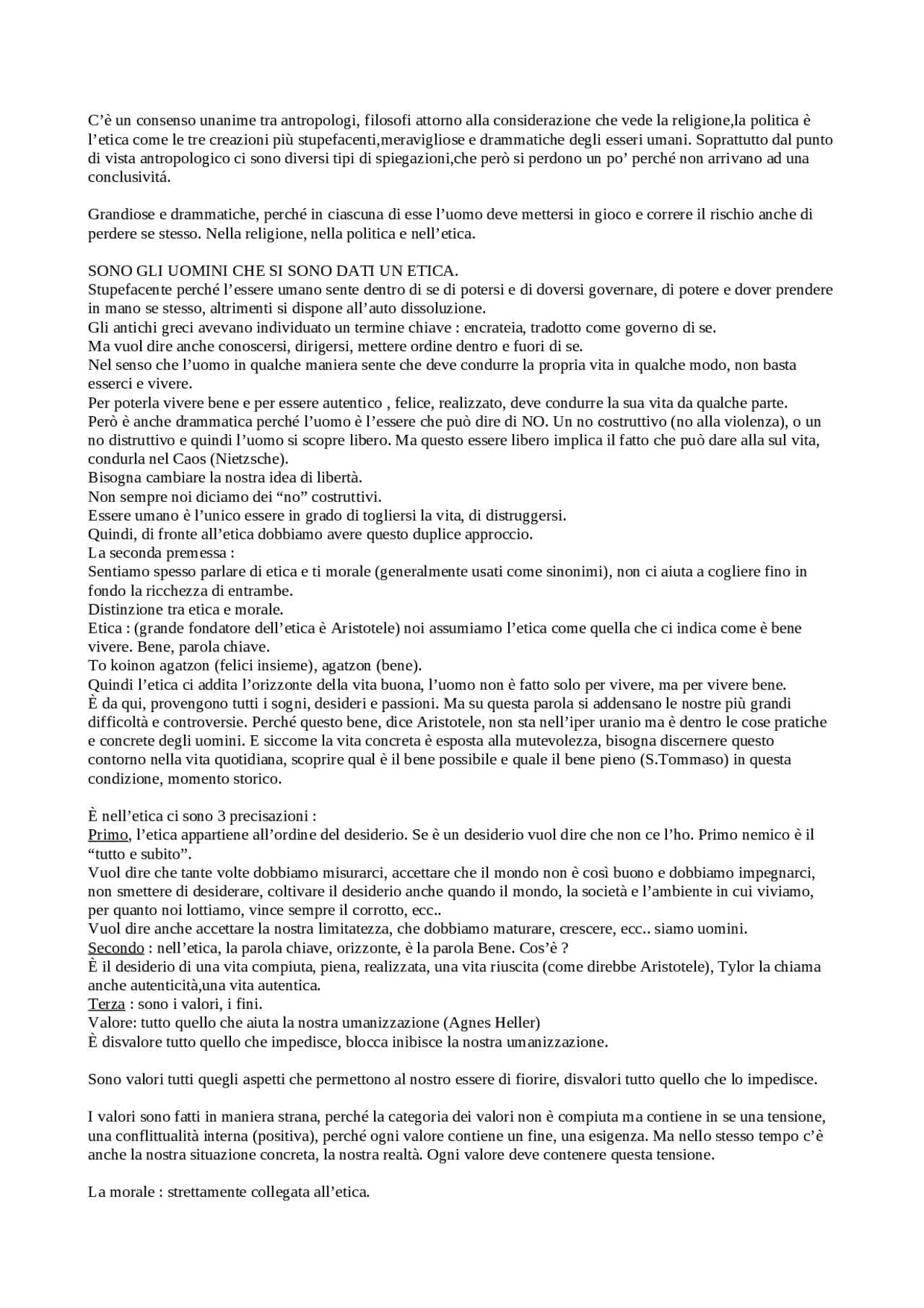 Appunti Di Etica Lezione Universitaria Docsity