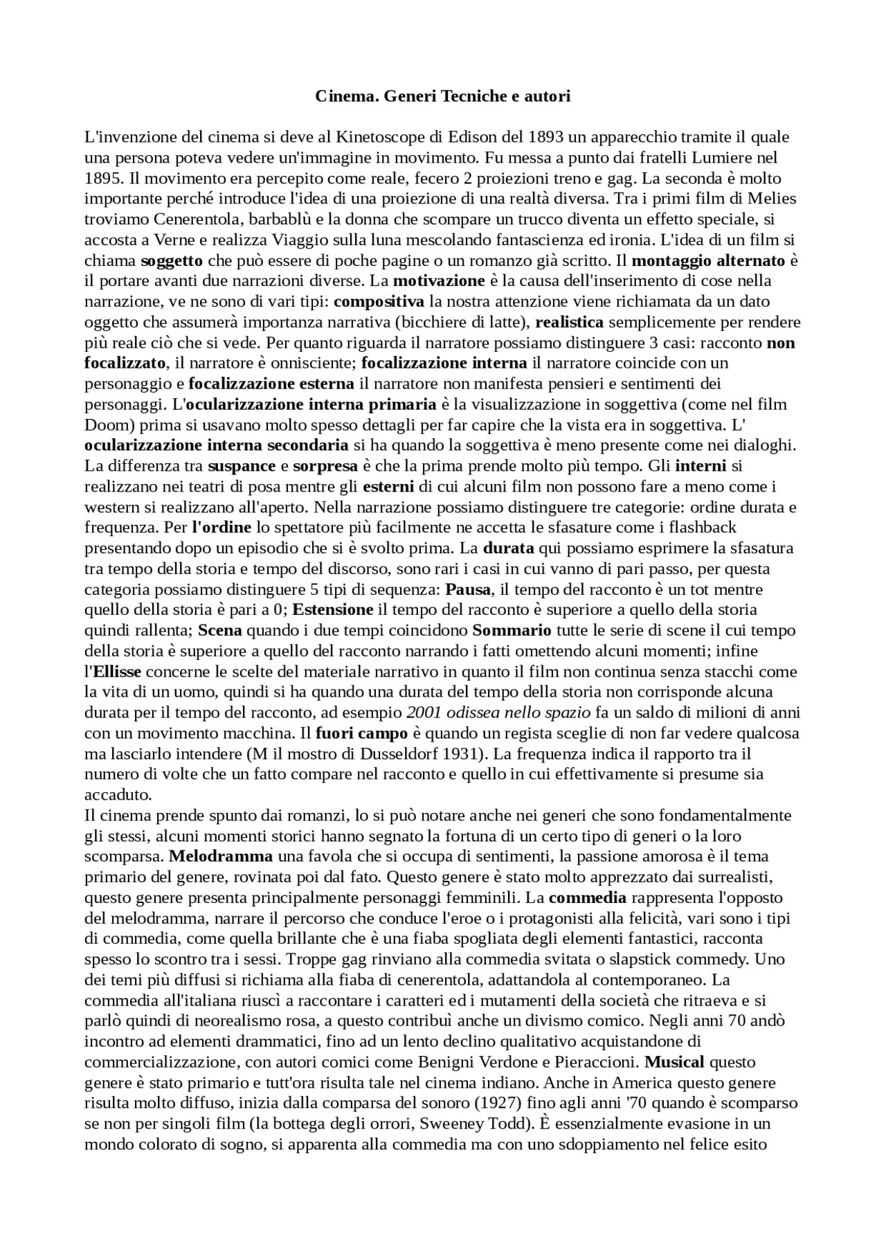 Cinema Generi Tecniche E Autori Roberto Campari Docsity