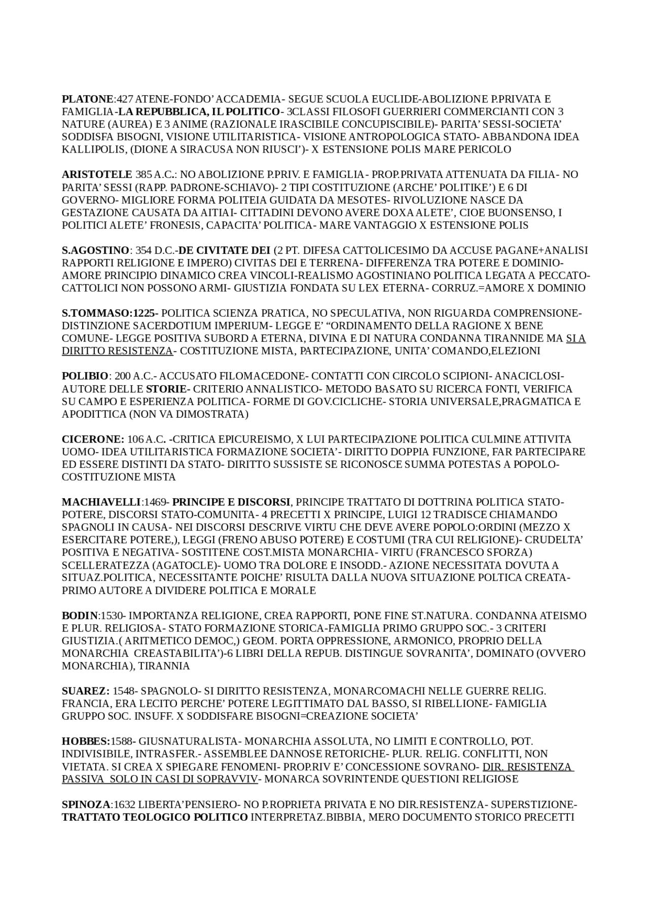 Storia Delle Dottrine Politiche Mappa Di Tutti Gli Autori Docsity