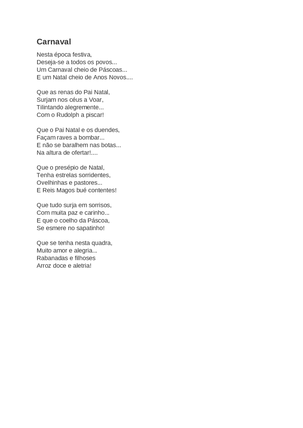 Poema sobre o carnaval - Docsity