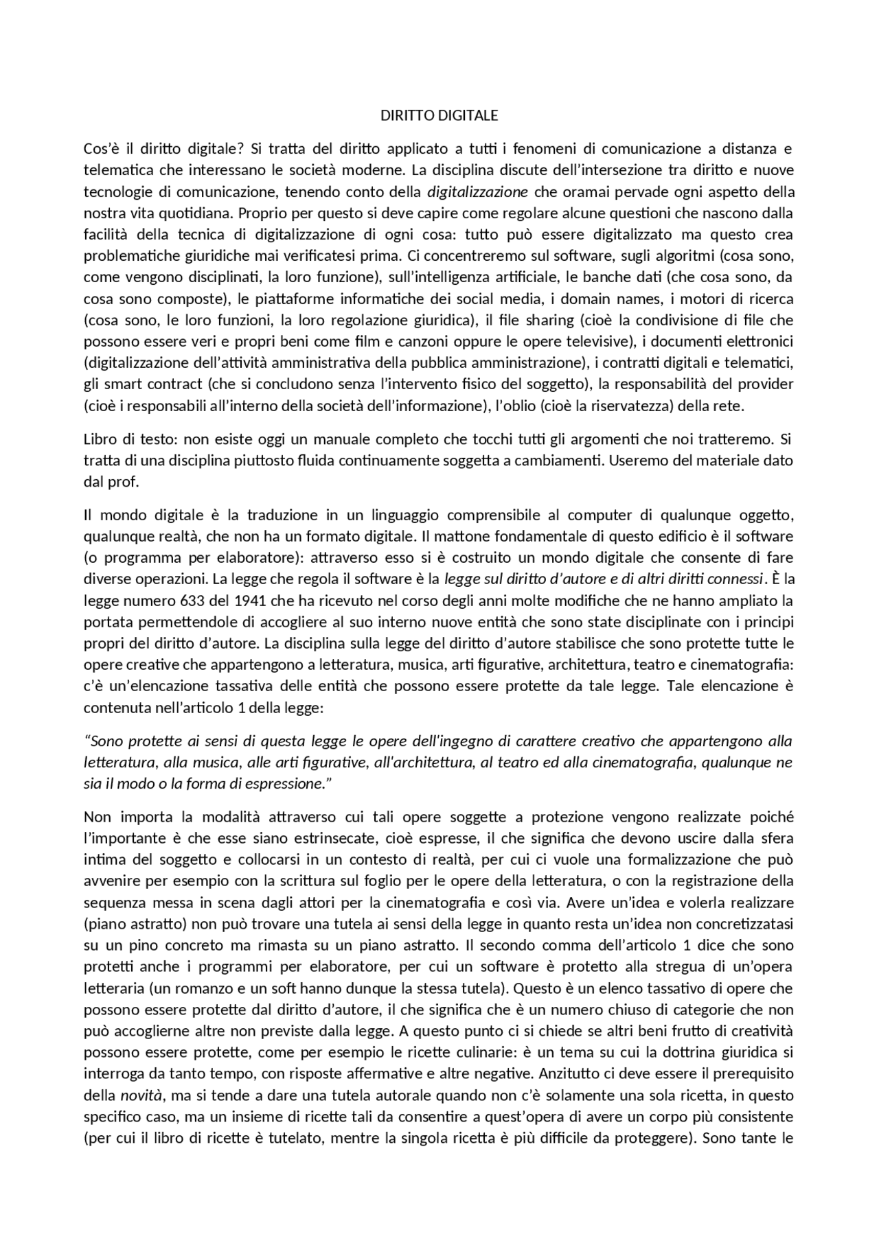 Appunti Diritto Digitale Docsity