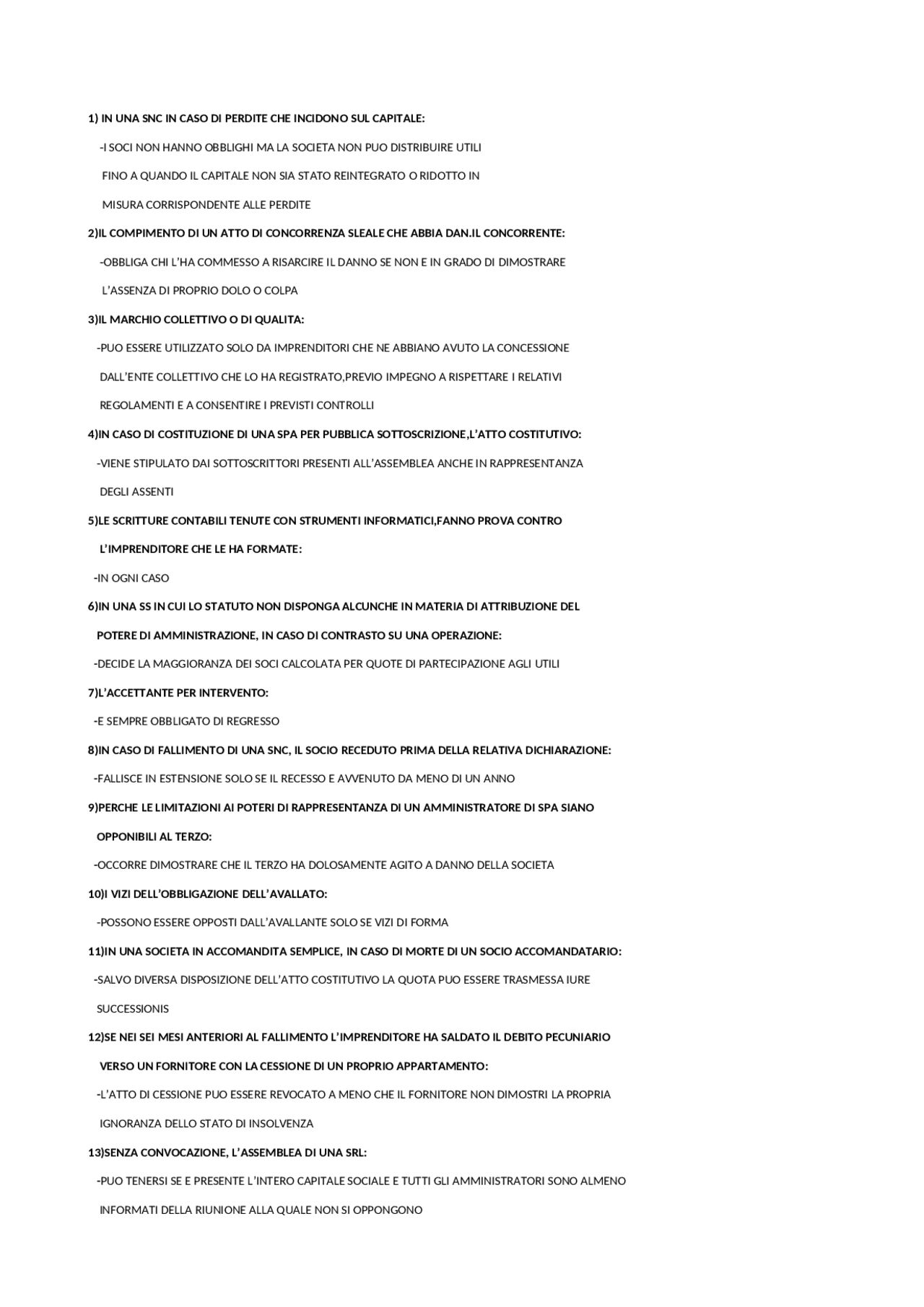 Crocette Esame Diritto Commerciale Docsity