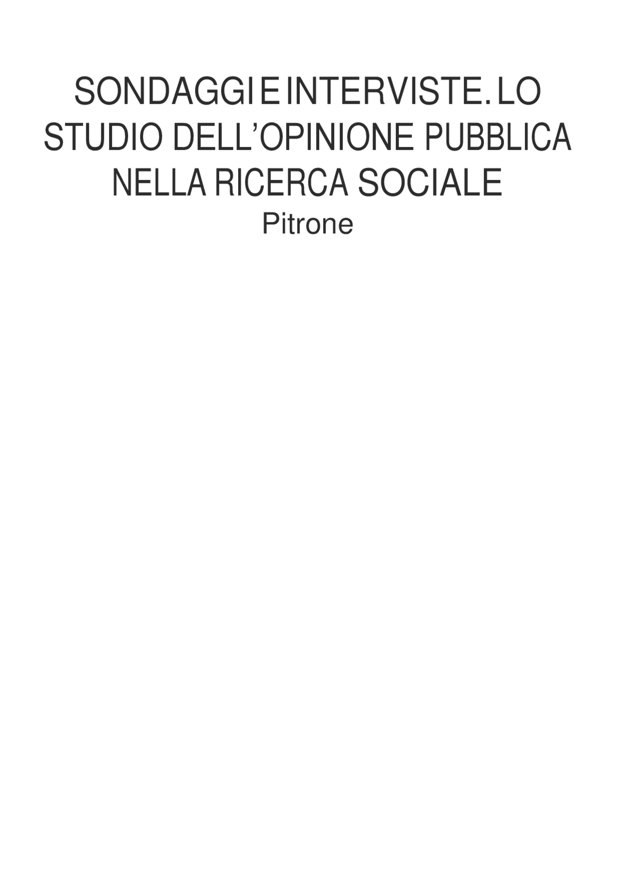 Sondaggi E Interviste Pitrone Docsity