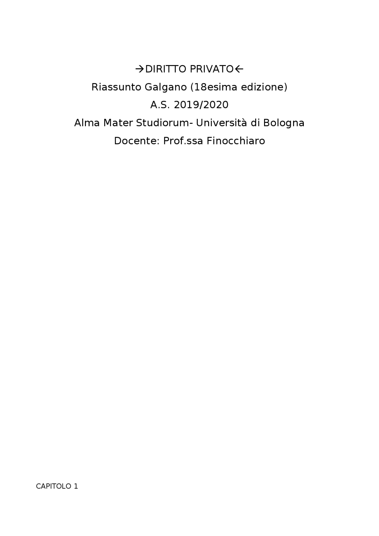 Riassunto Galgano 18esima Edizione Docsity
