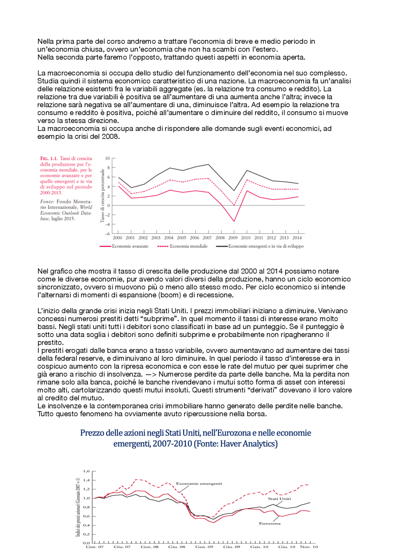 Appunti 1° Modulo Macroeconomia Docsity