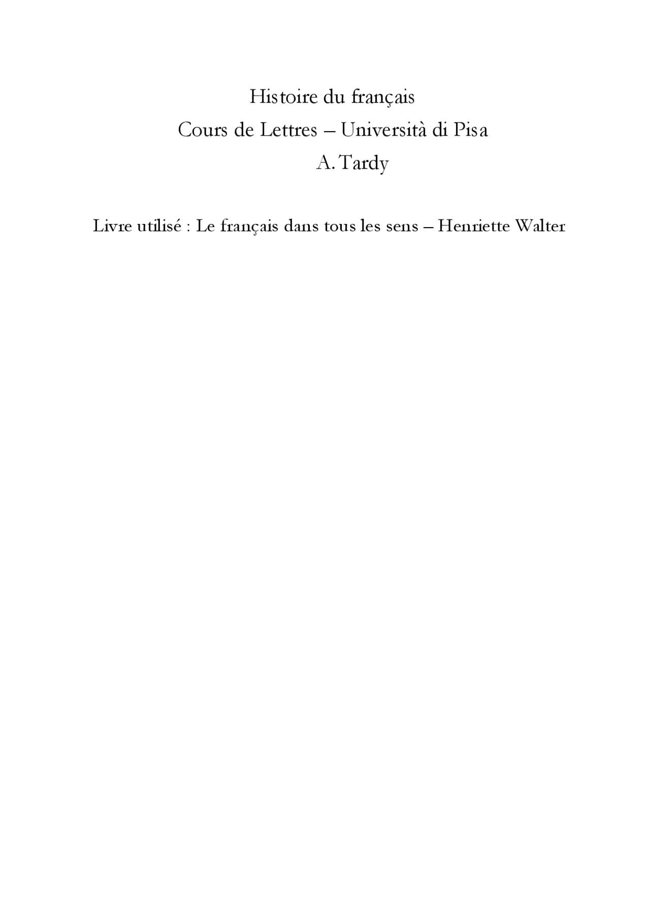 Storia Della Lingua Francese Con Domande Frequenti Allesame Docsity