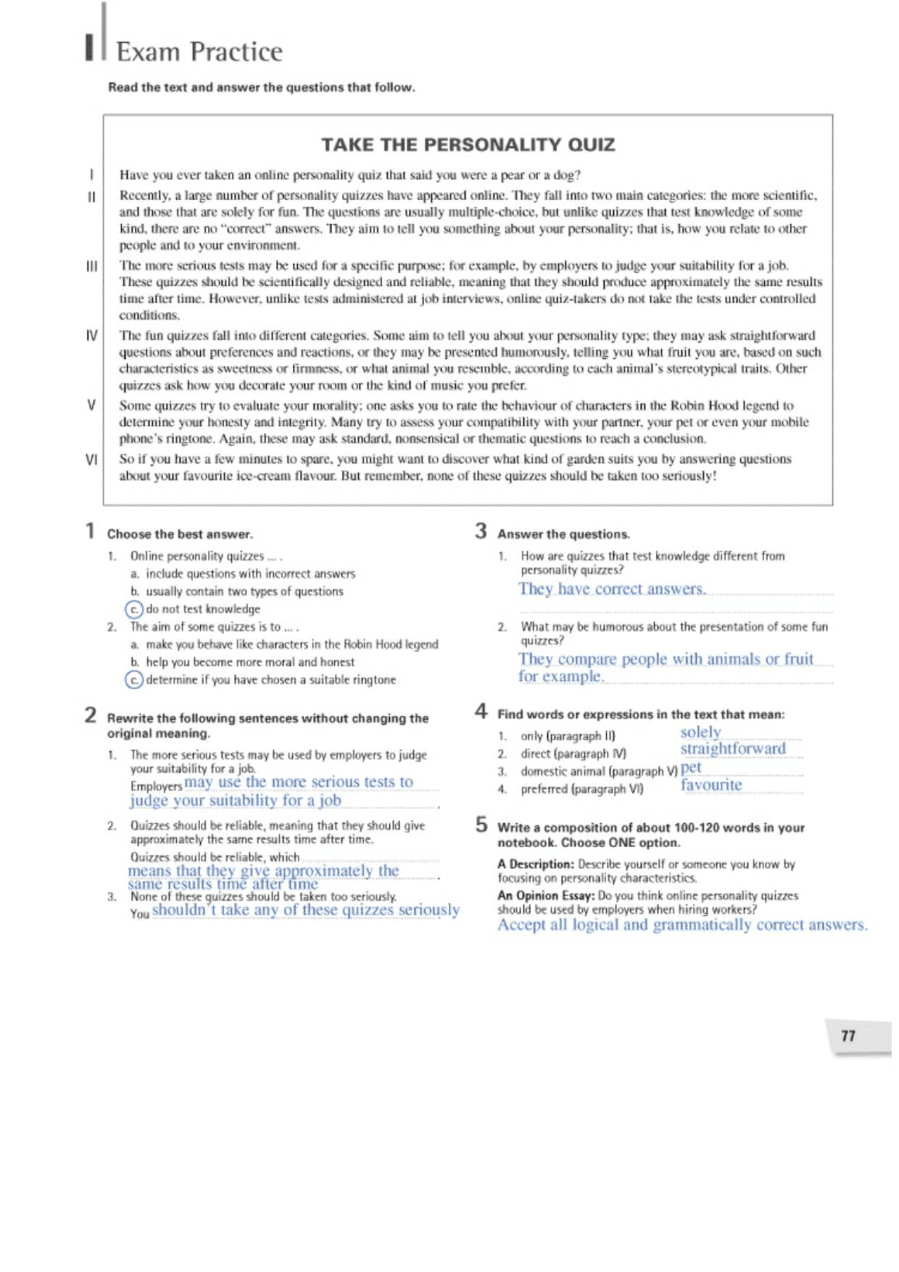 Reading Bachillerato Ejercicios De Inglés Docsity