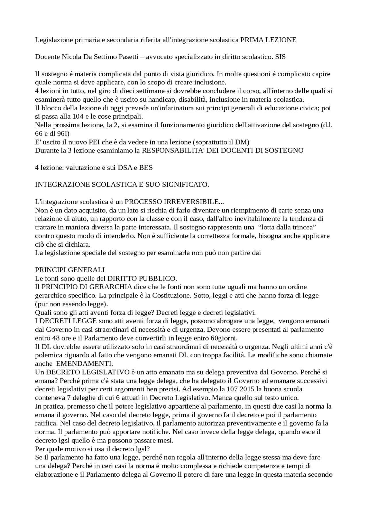 Legislazione Scolastica Introduzione Docsity