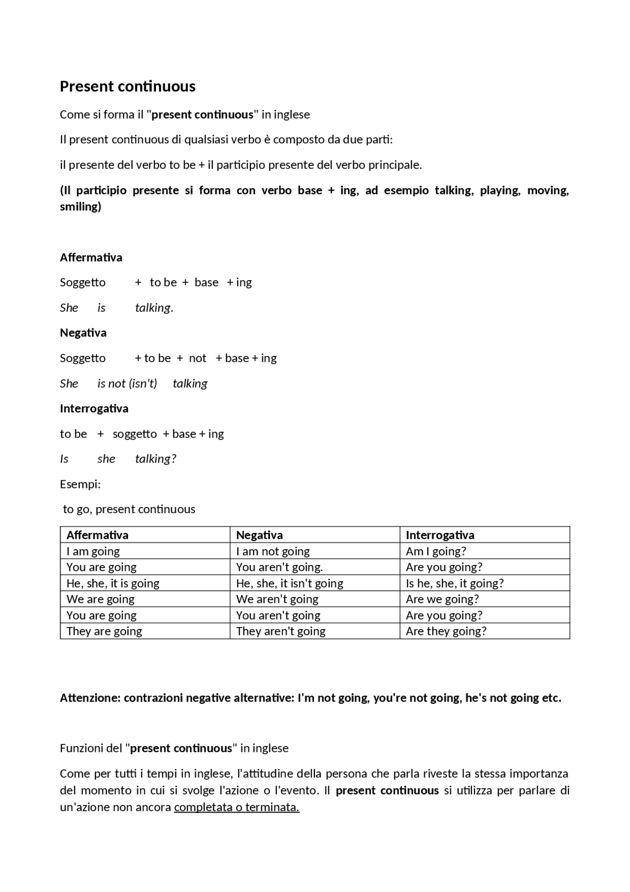 Present continuous, riassunto - Docsity