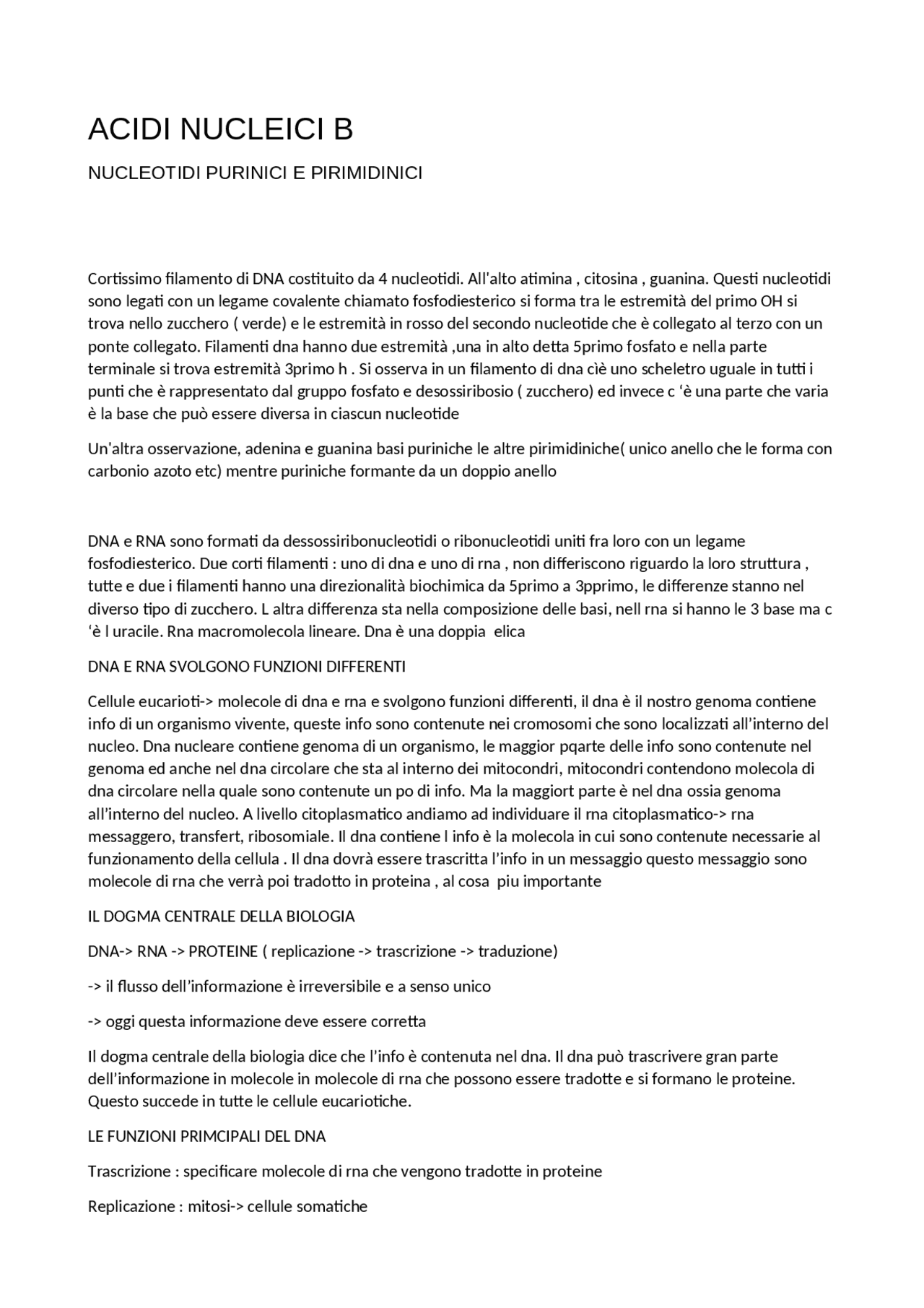 Acidi Nucleici 3 Parti Docsity