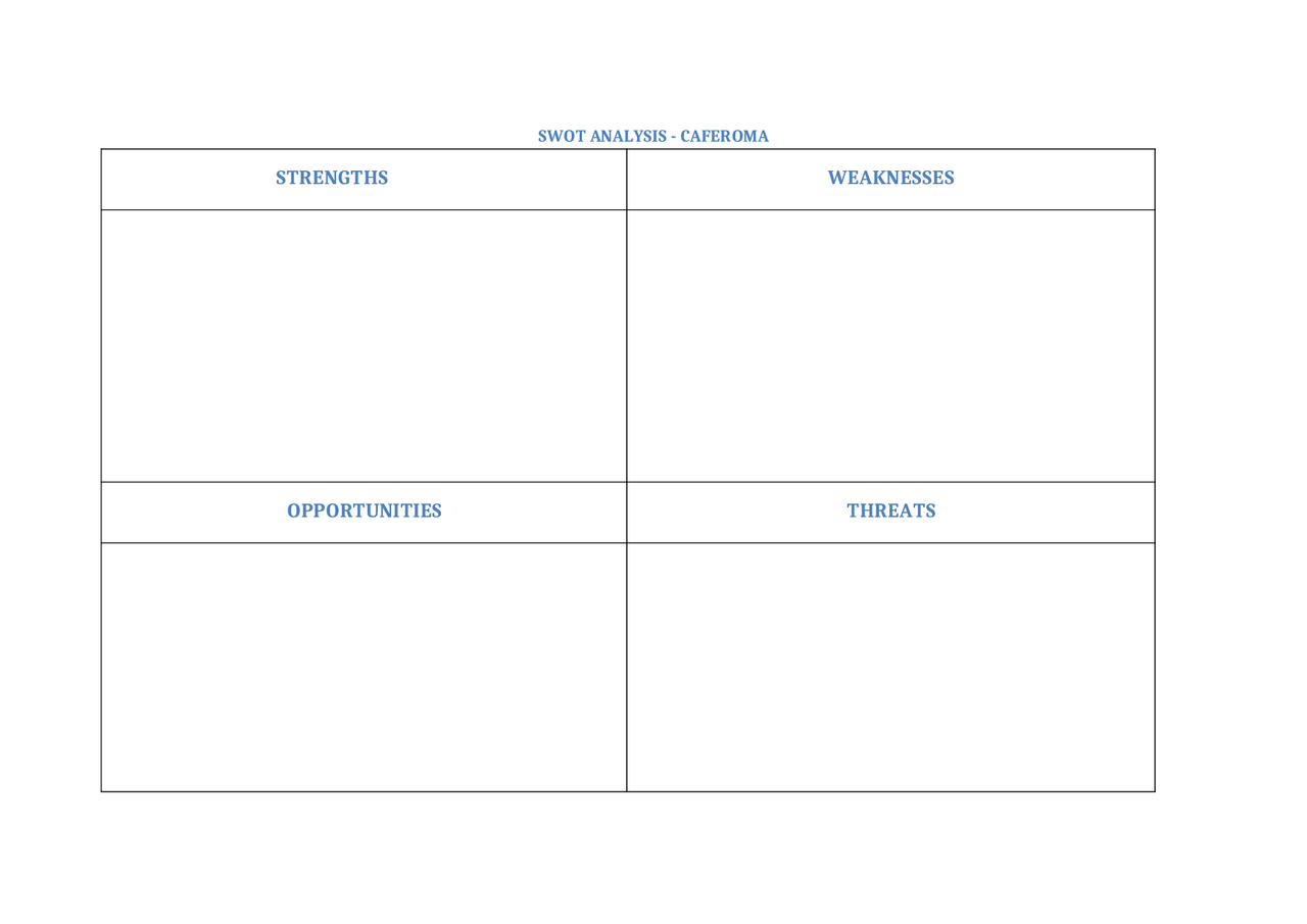 Swot Analysis Worksheet Docsity