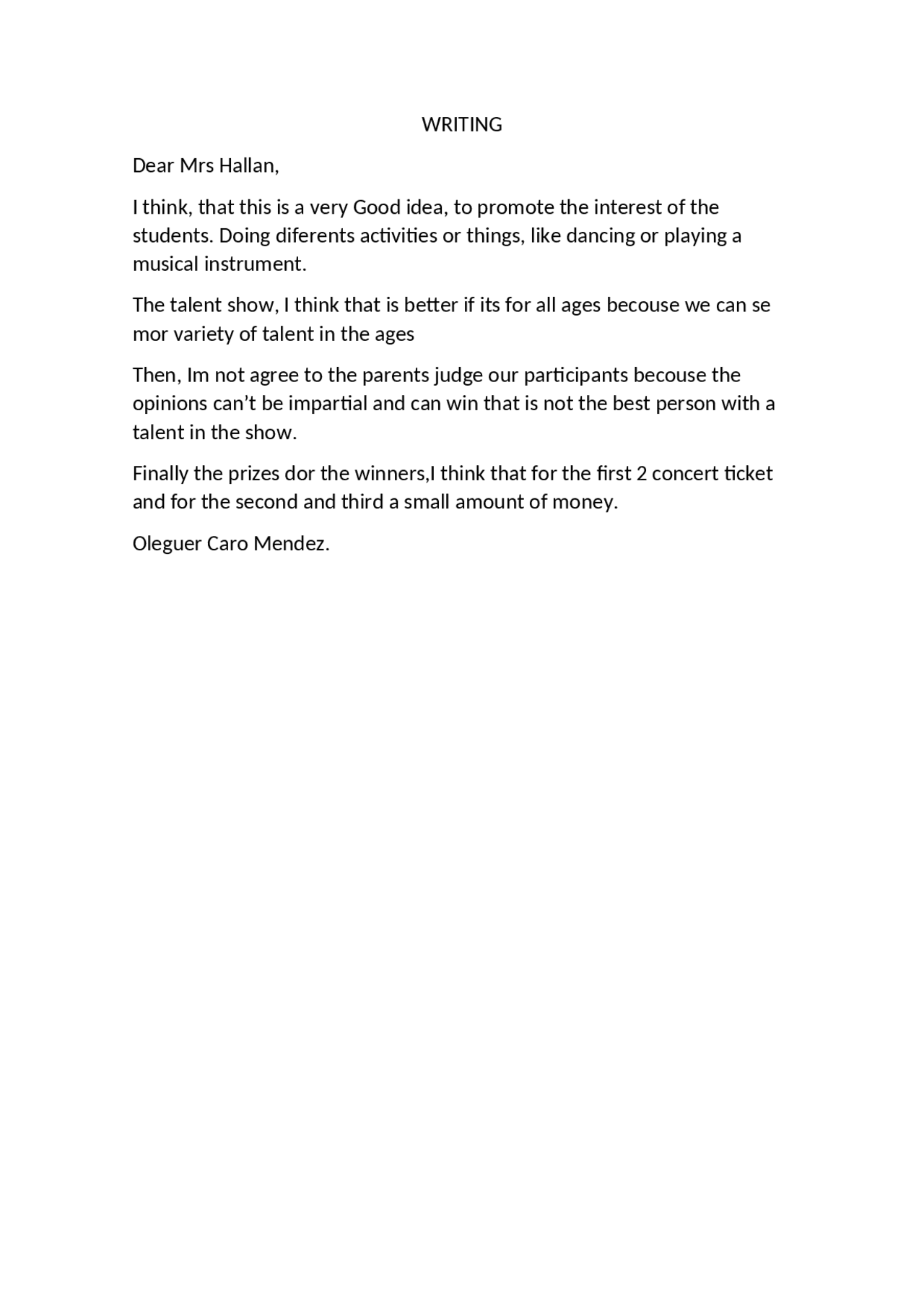 Writing inglés del b1 - Docsity