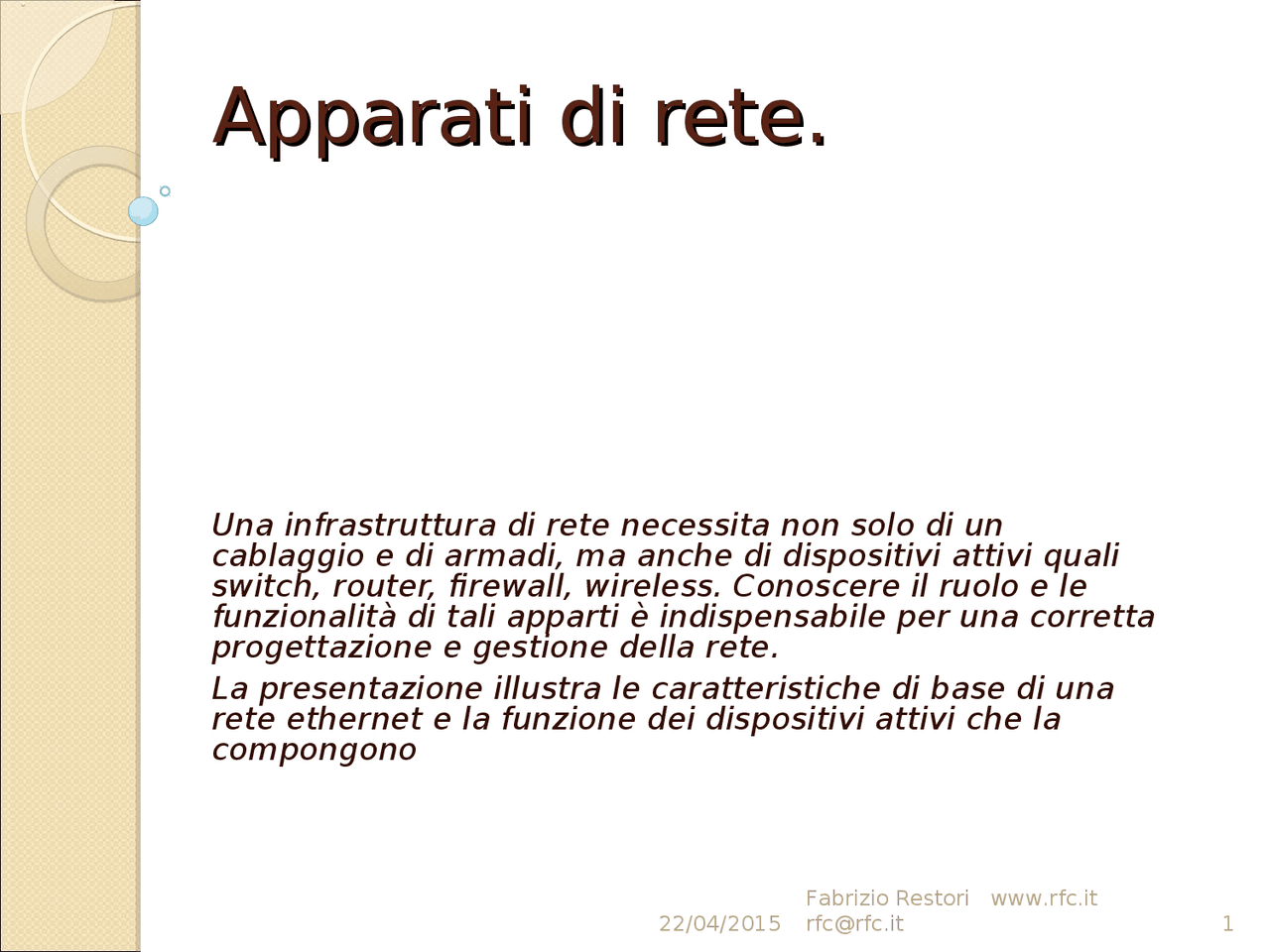 Apparati Di Rete Introduzione Docsity