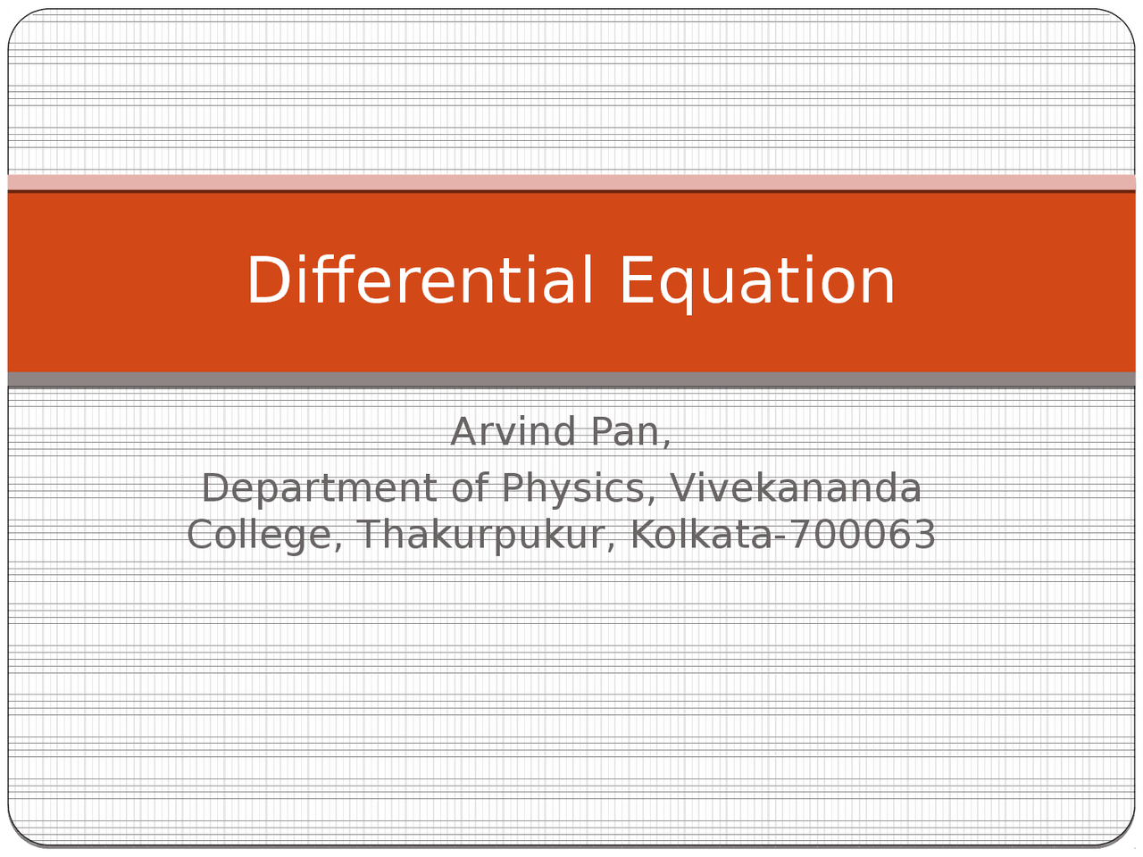 Differential Equation - Docsity
