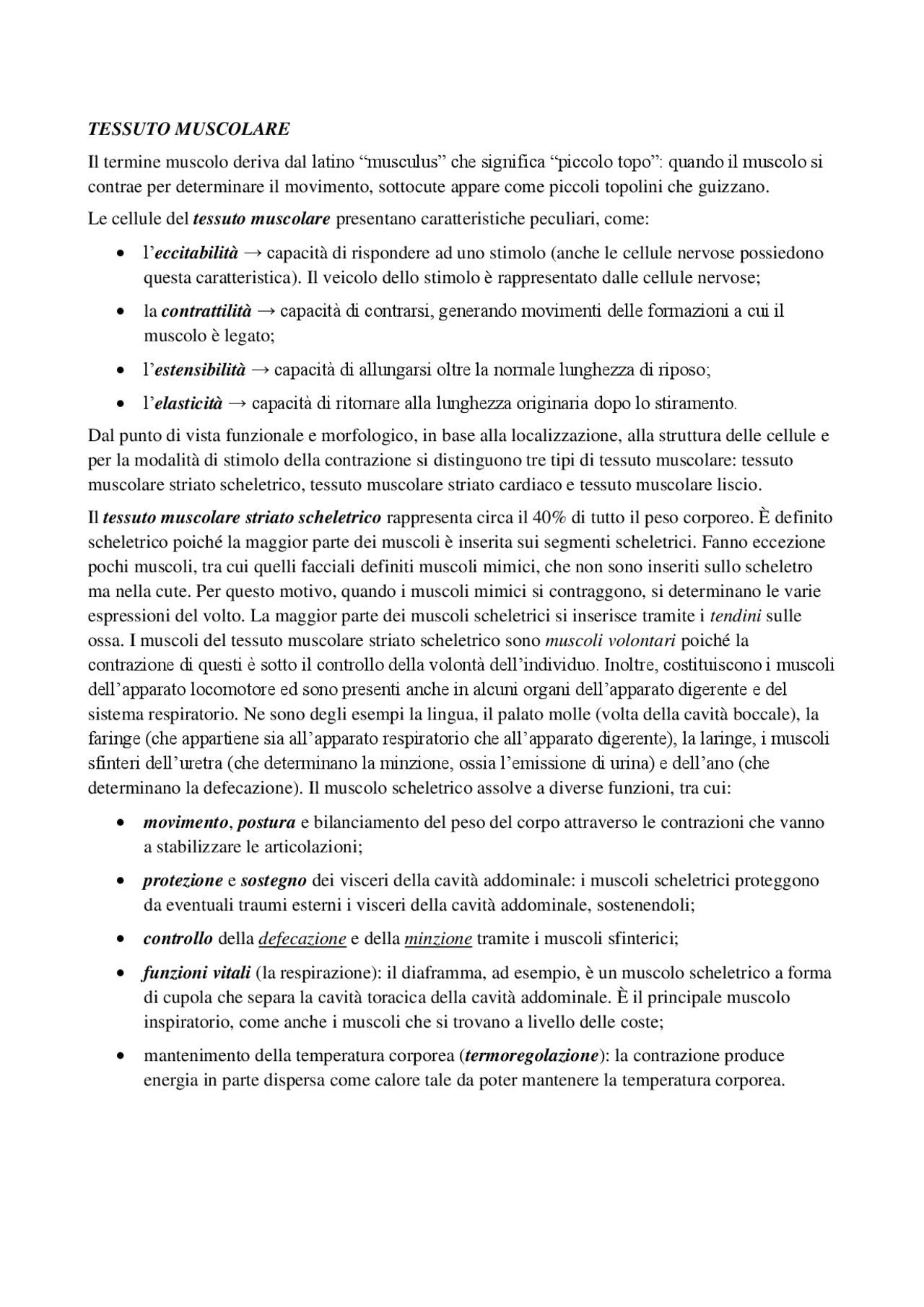 Il Tessuto Muscolare Docsity