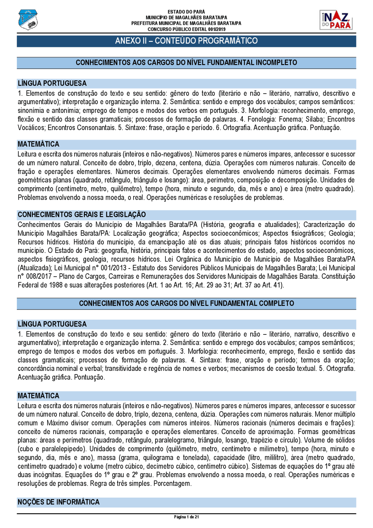 Conteúdo Programático - Docsity