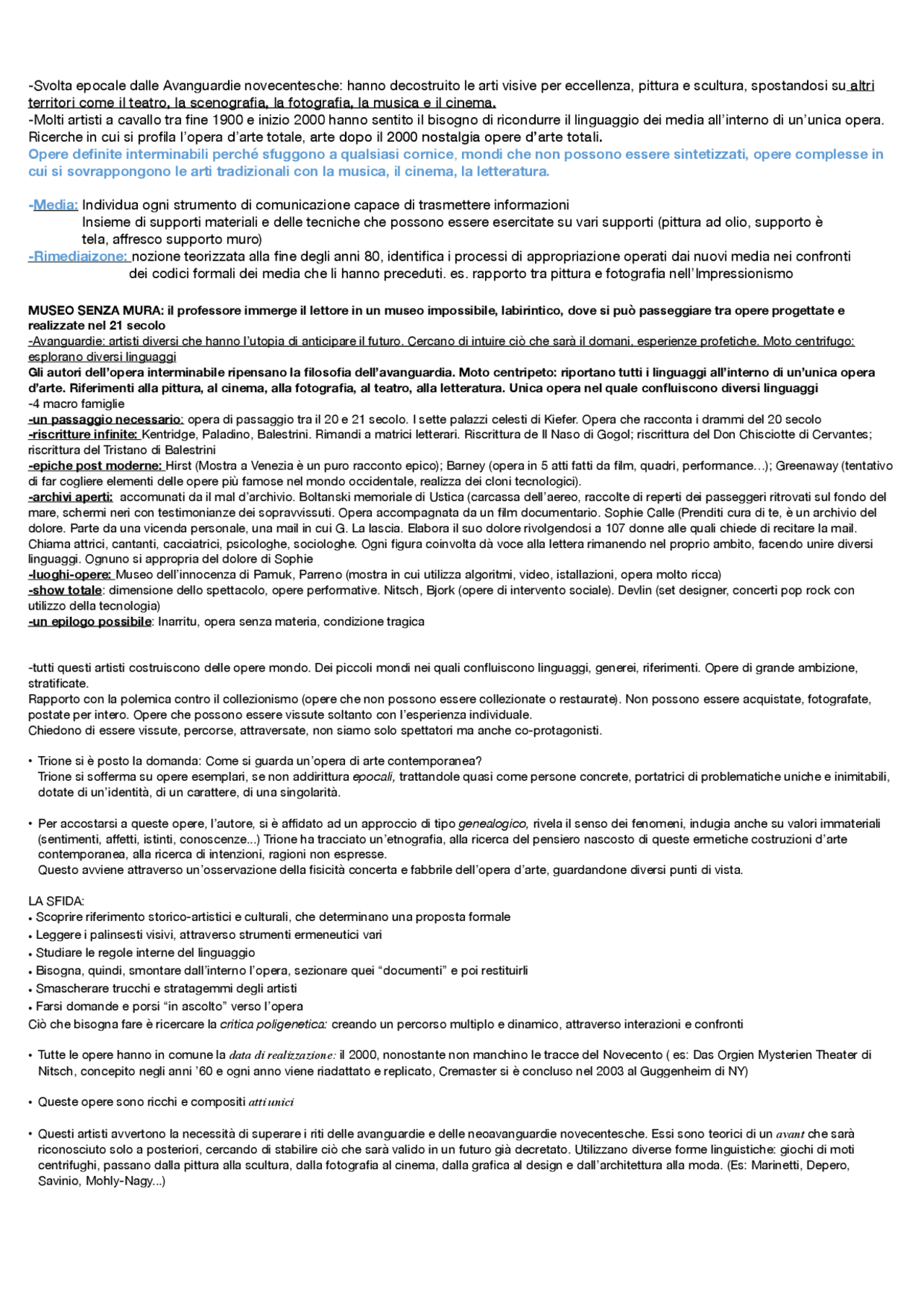 Riassunto Opere Interminabile Trione Docsity