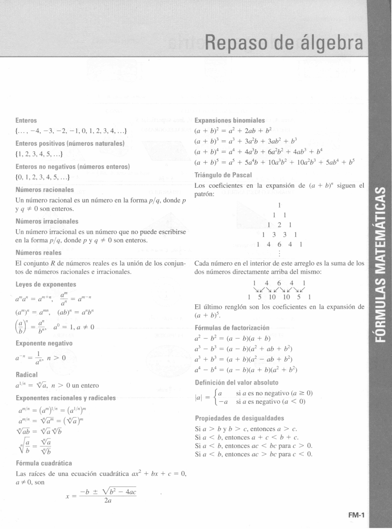 Formulas matematicas - Docsity