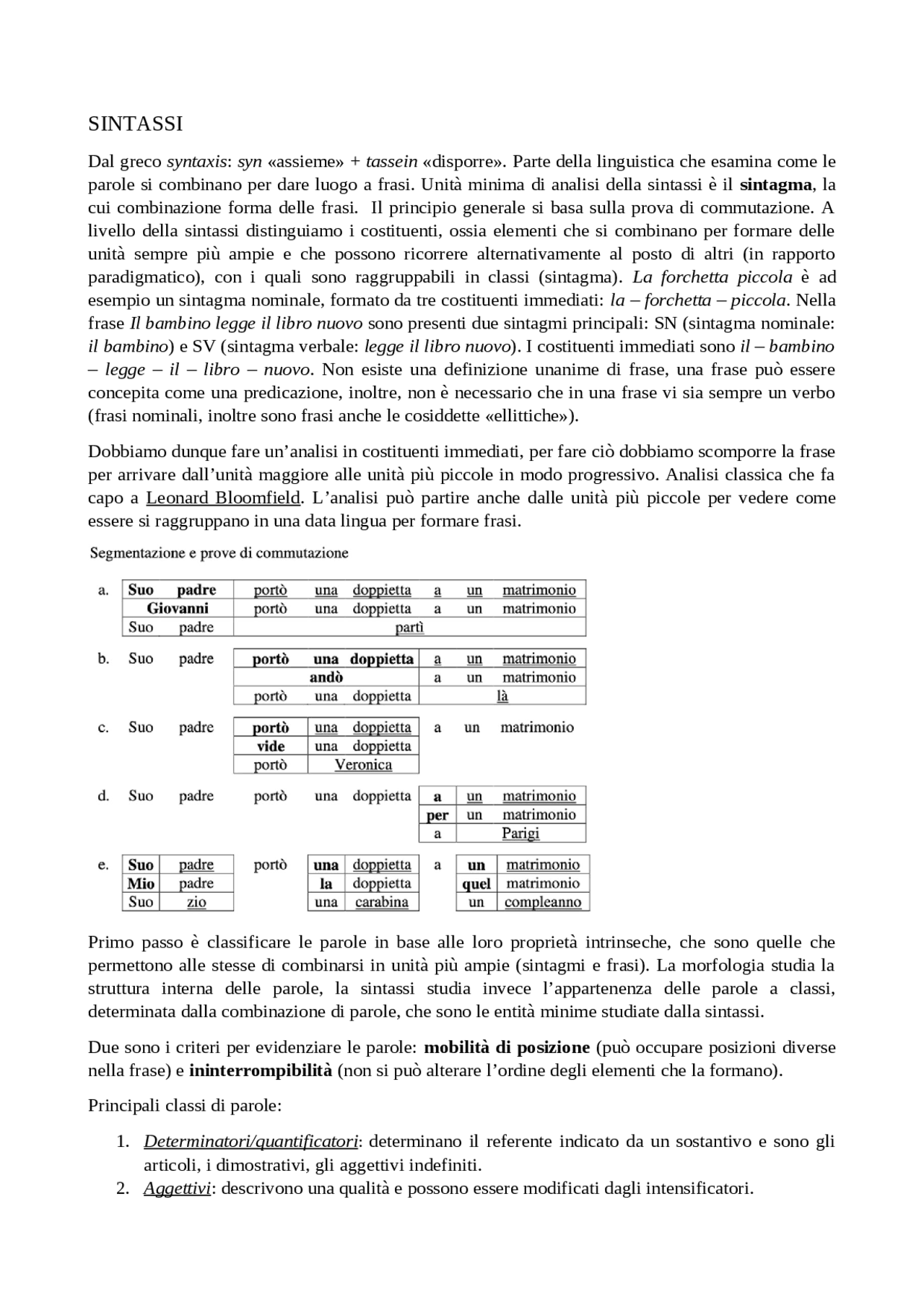 Sintassi (linguistica generale) | Appunti di Linguistica Generale | Docsity