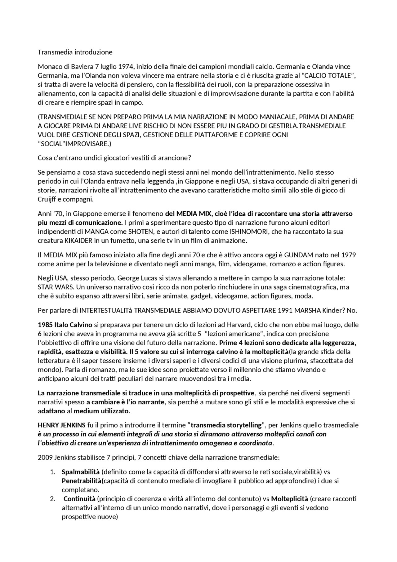 Transmedia experience - Docsity