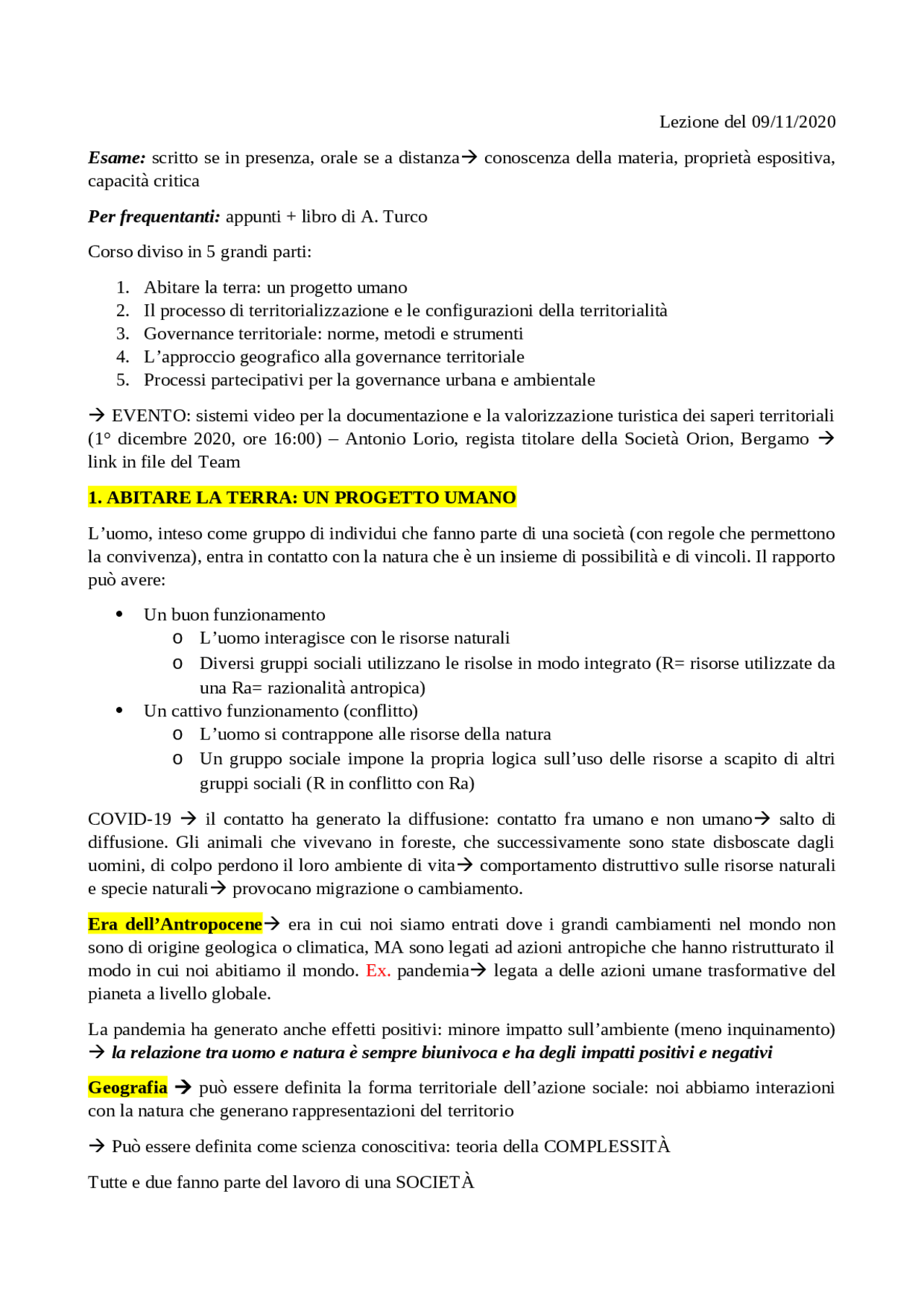 Governance Territoriale E Partecipazione Docsity