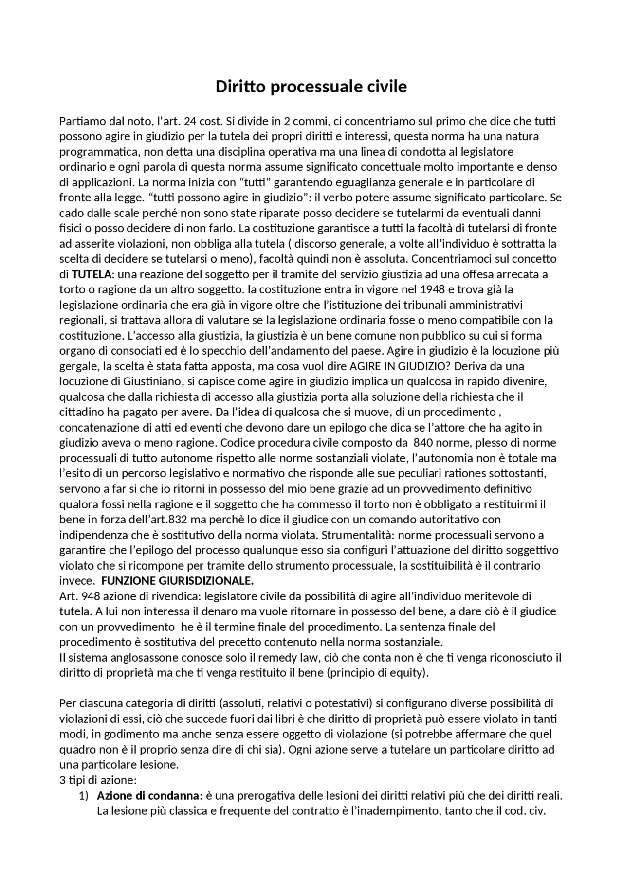 Diritto Processuale Civile Docsity