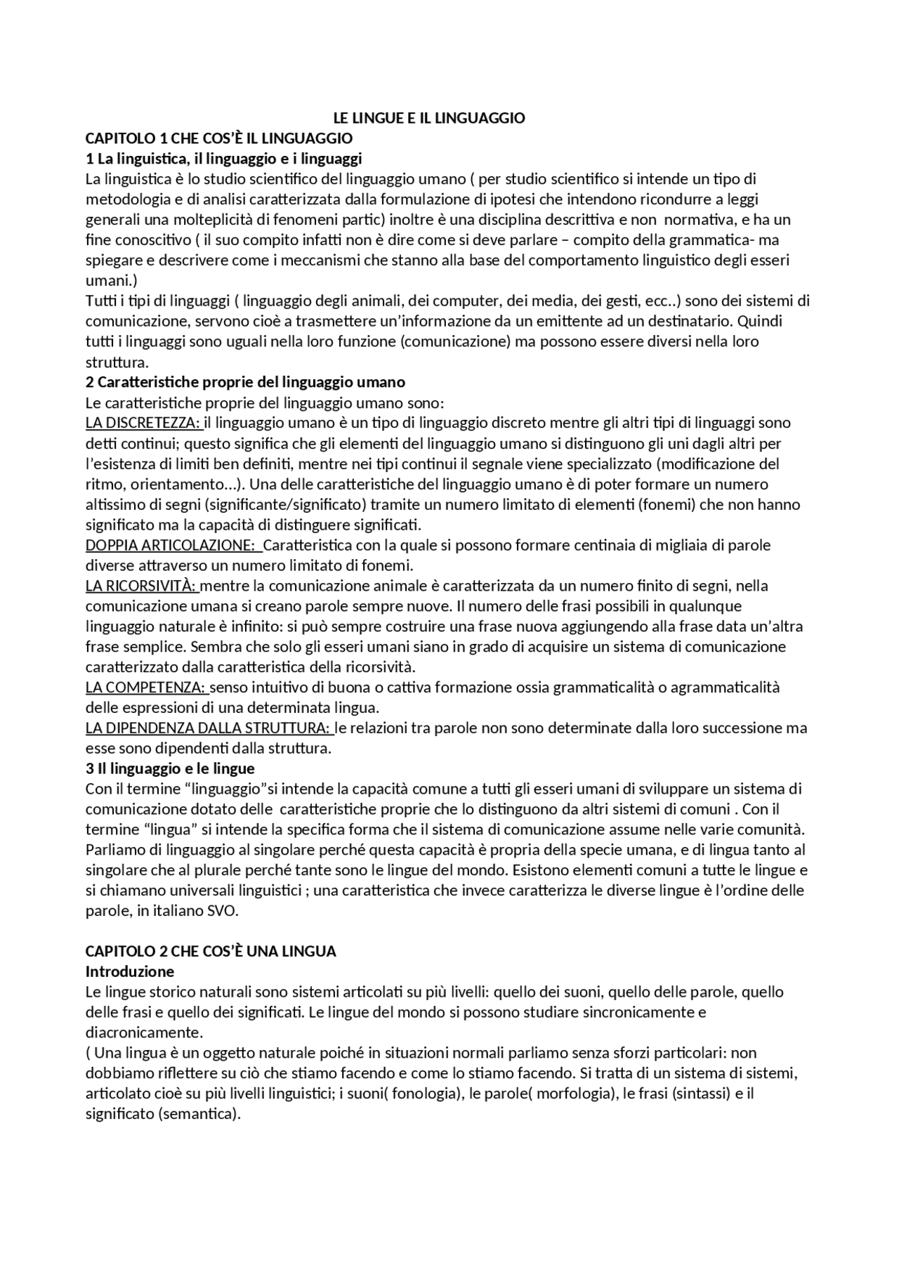 Le Lingue E Il Linguaggio Graffi E Scalise Docsity