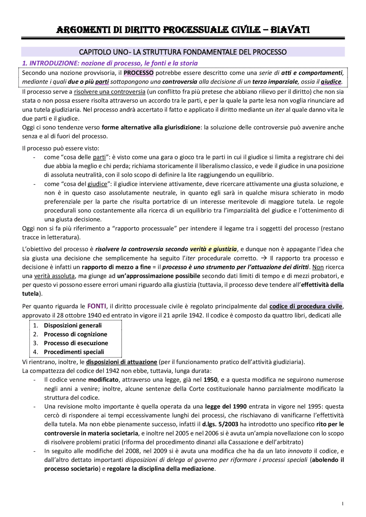 Riassunto Argomenti Di Diritto Processuale Civile Biavati Docsity
