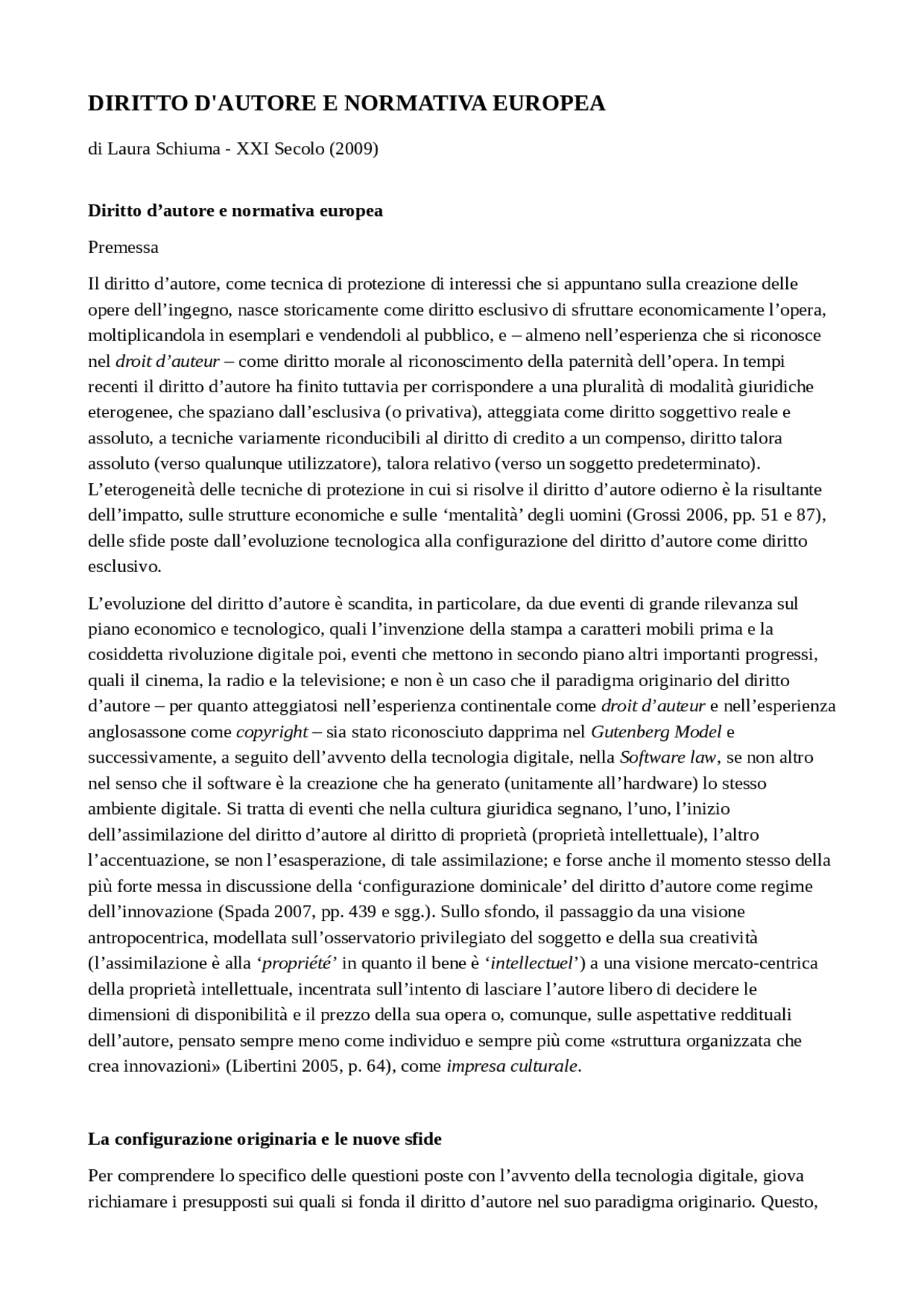 Storia Diritto Dautore Docsity