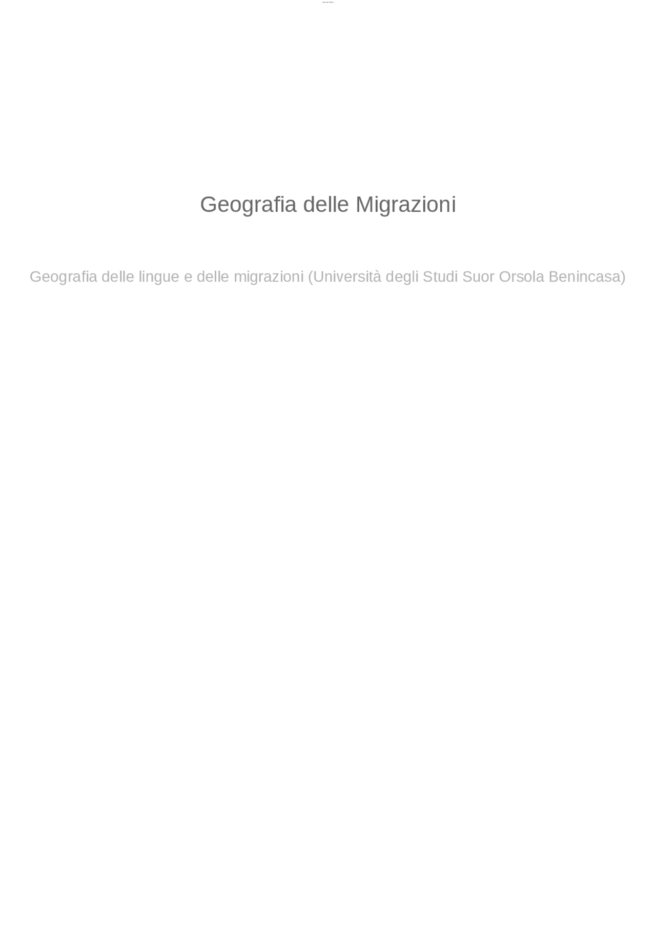 Geografia Migrazioni Docsity