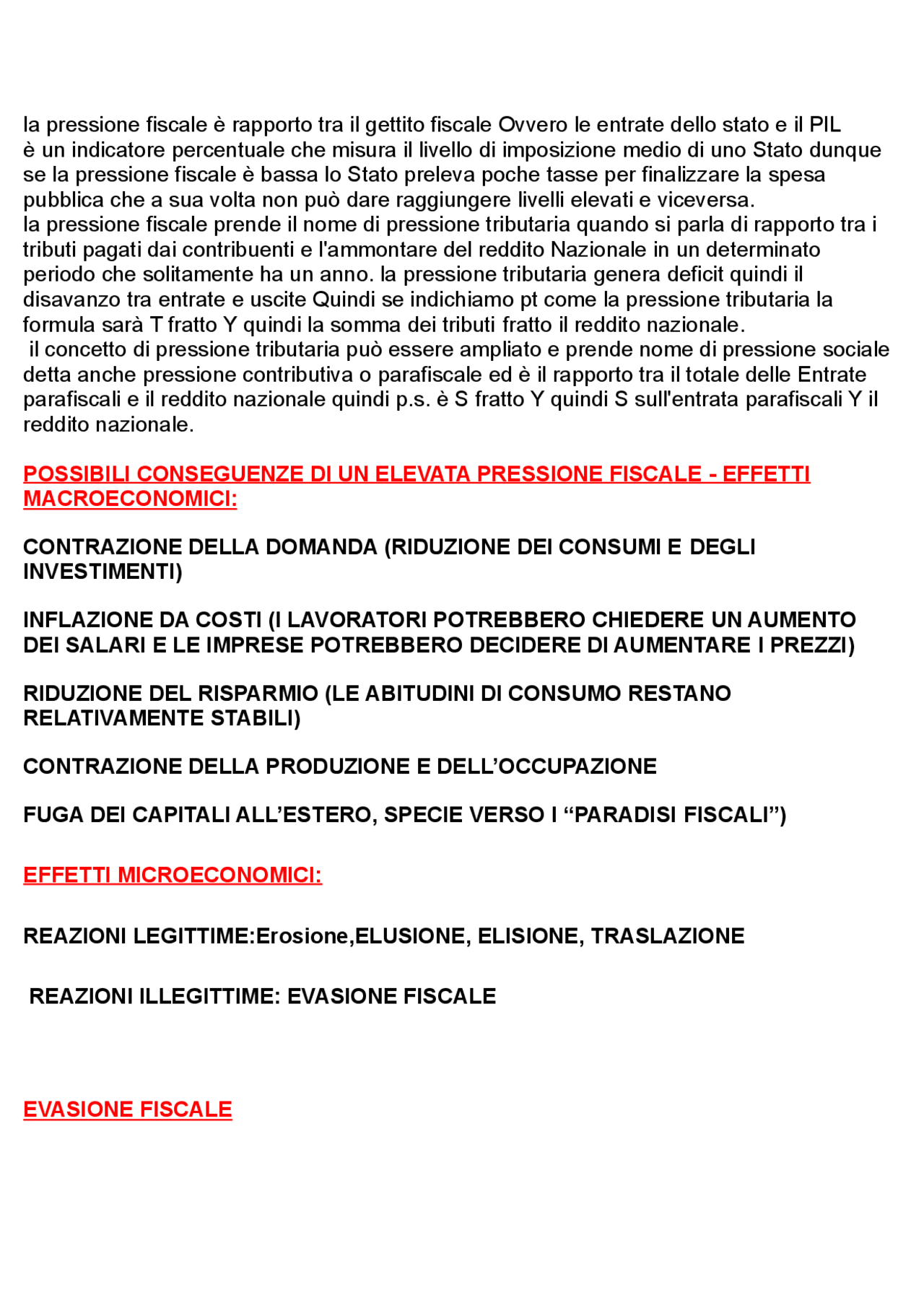 Pressione evasione fiscale - Docsity