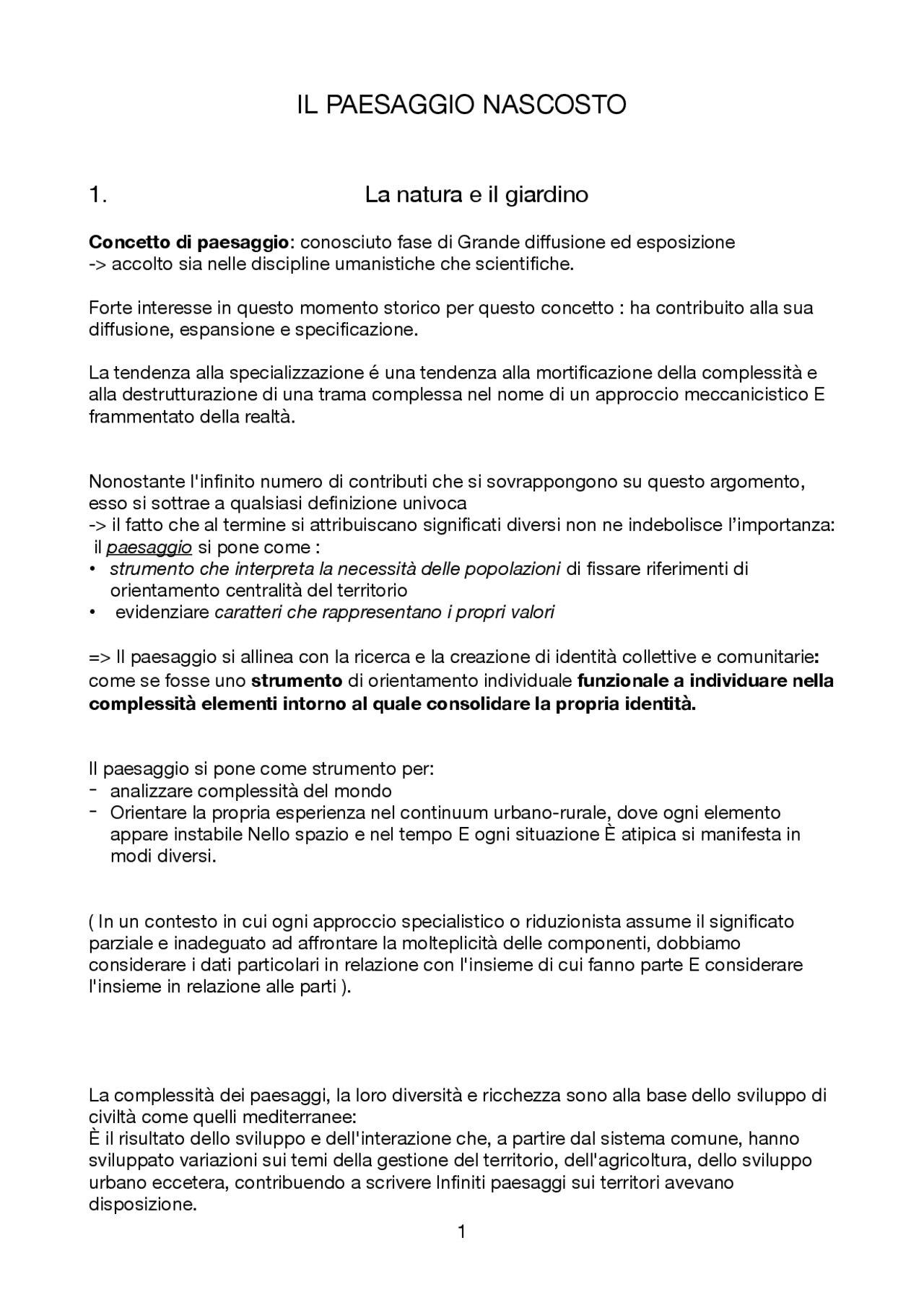 Paesaggio Nascosto Pandolfini Docsity
