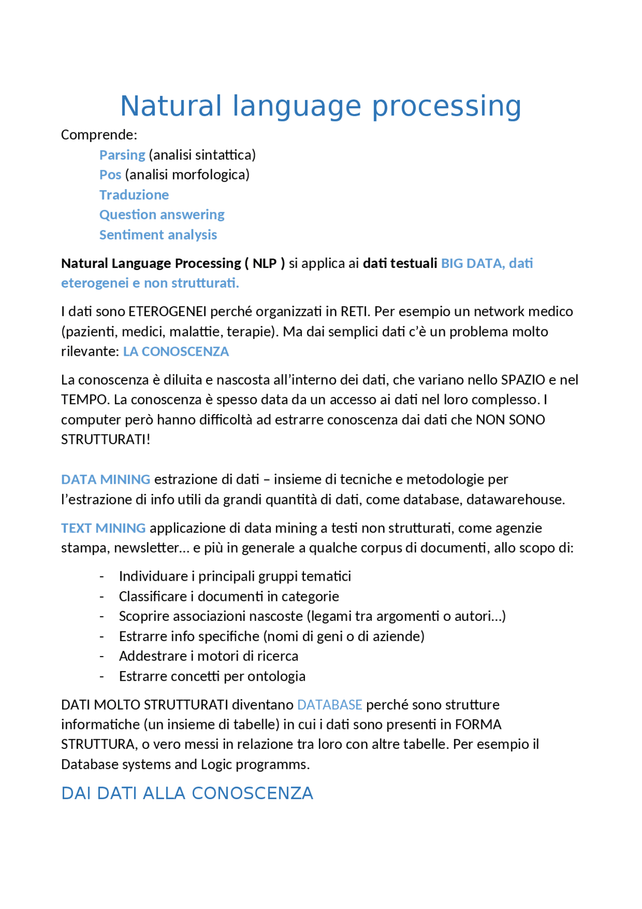 Natural Language Processing Docsity