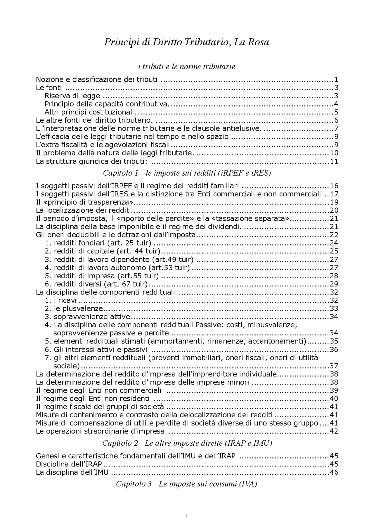 La Rosa Principi Di Diritto Tributario Docsity