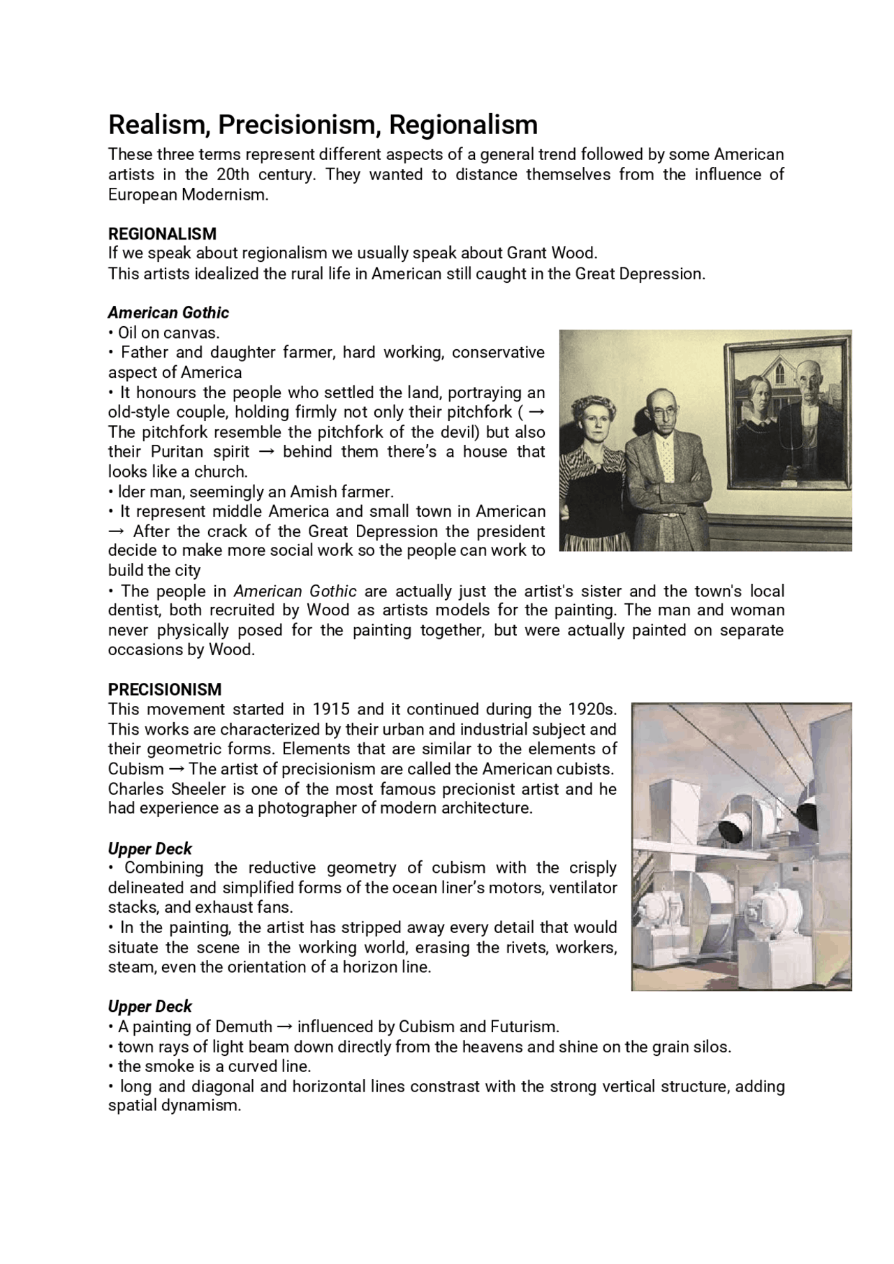 Realism Precisionism and Regionalism | Appunti di Arte | Docsity