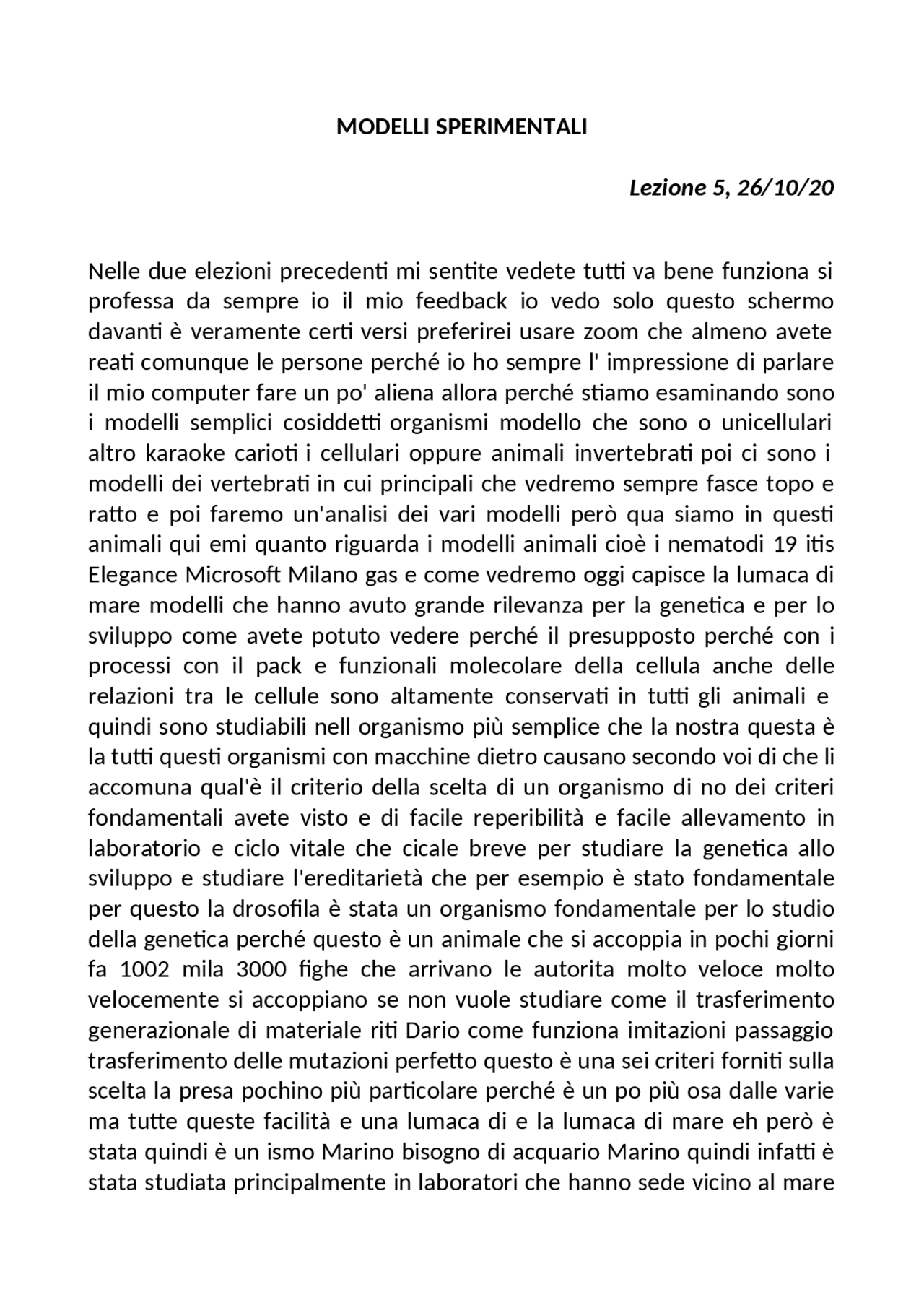 Modelli Sperimentali Docsity