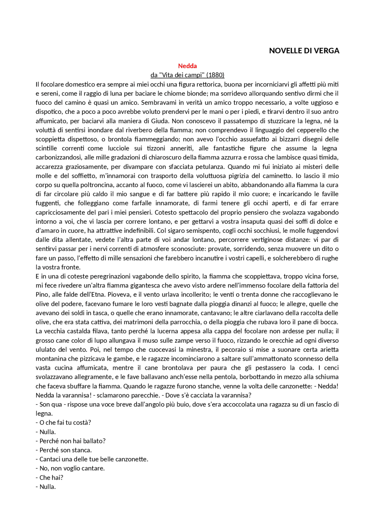 Novelle Di Giovanni Verga Docsity