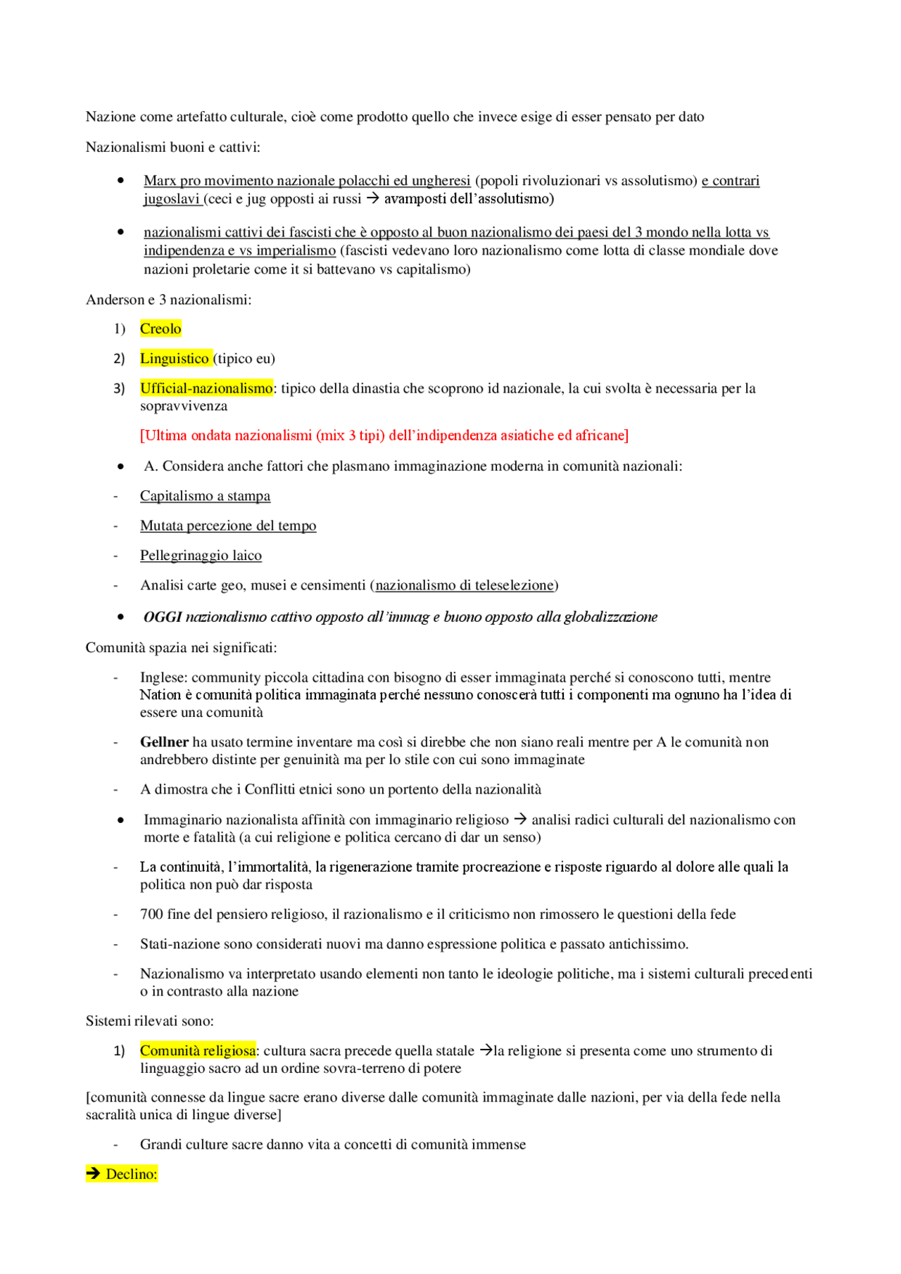 Riassunto Anderson In Comunità Immaginate Docsity