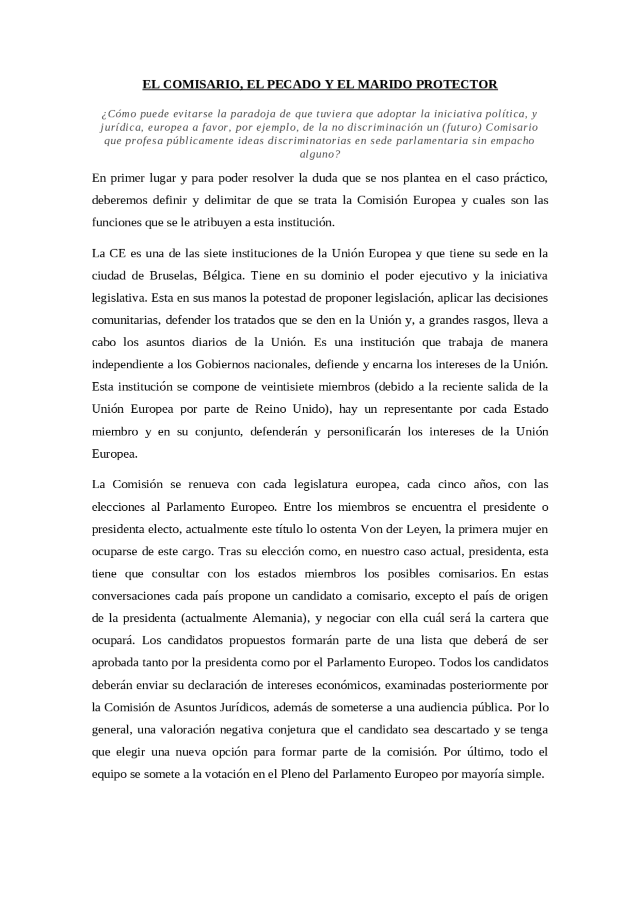 Practica IJUE Instituciones Juridicas de la UE - Docsity